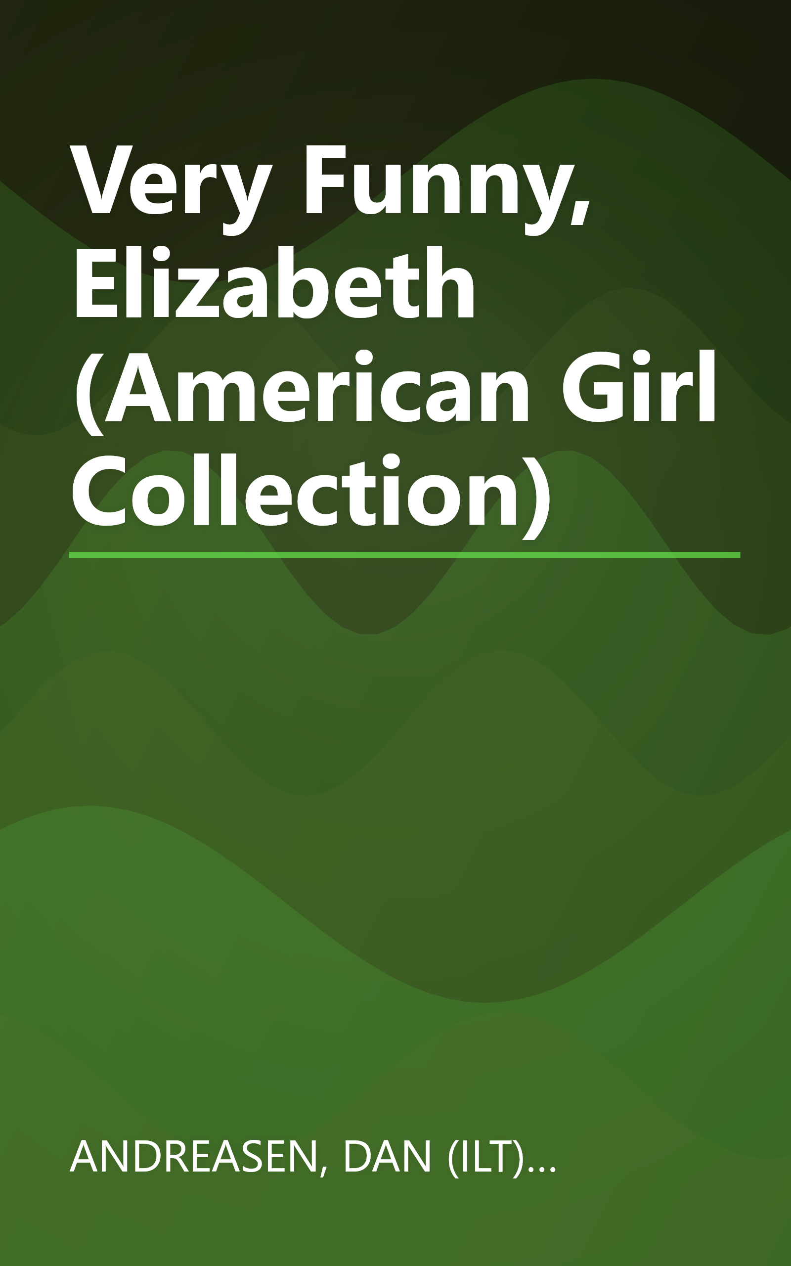 Very Funny, Elizabeth (American Girl Collection) book cover