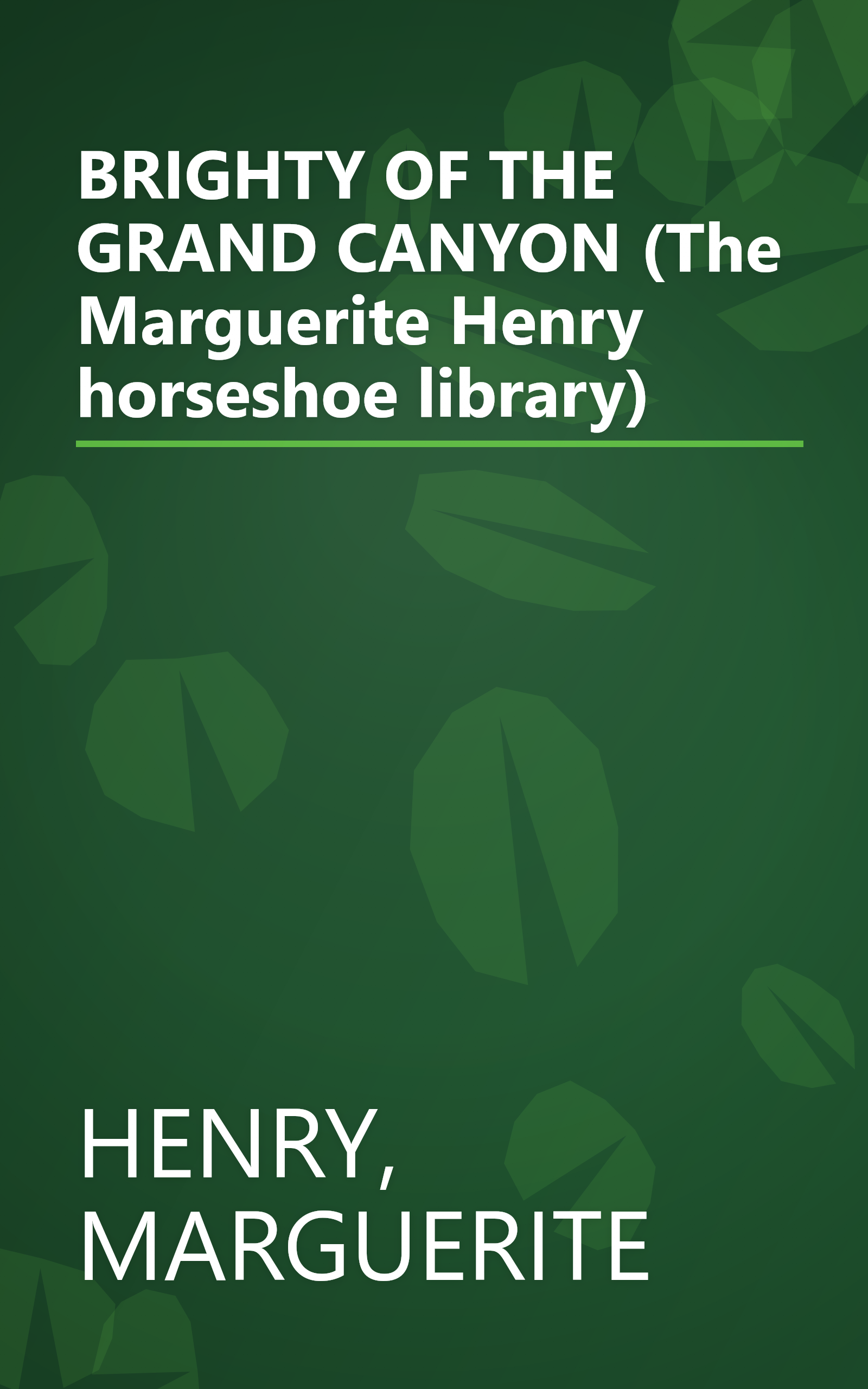 BRIGHTY OF THE GRAND CANYON (The Marguerite Henry horseshoe library) book cover