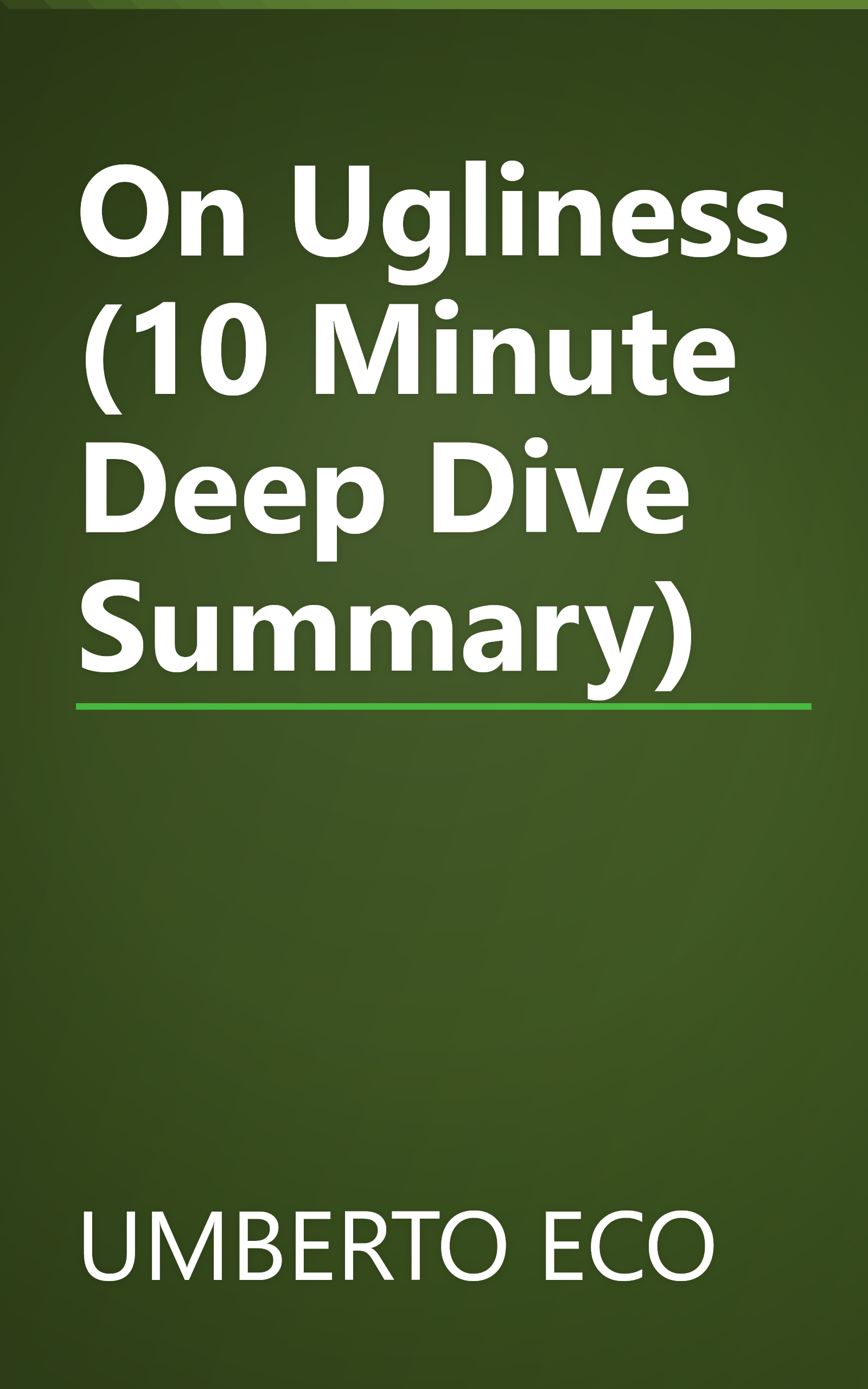 On Ugliness (10 Minute   Deep Dive Summary) book cover