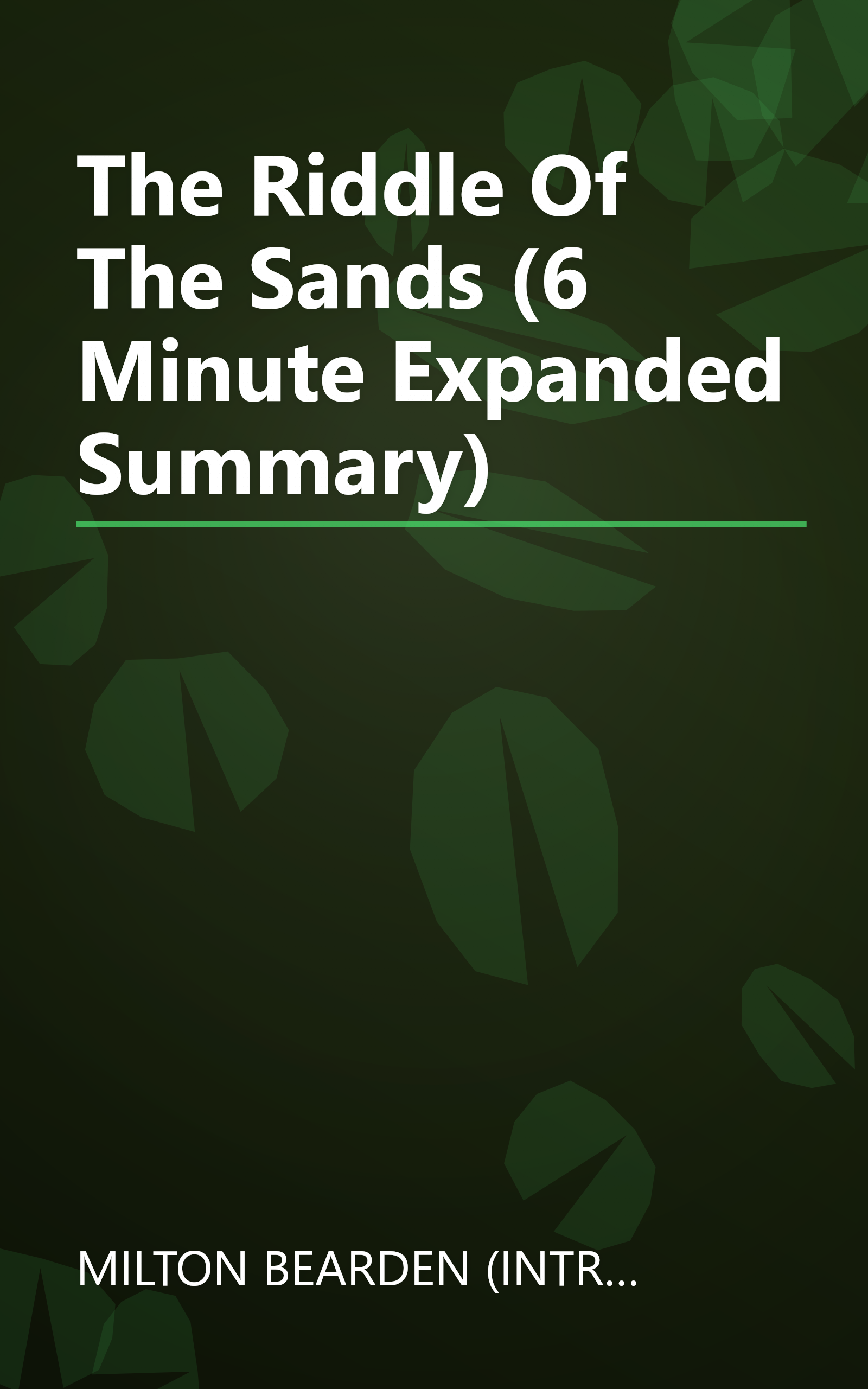 The Riddle Of The Sands (6 Minute   Expanded Summary) book cover