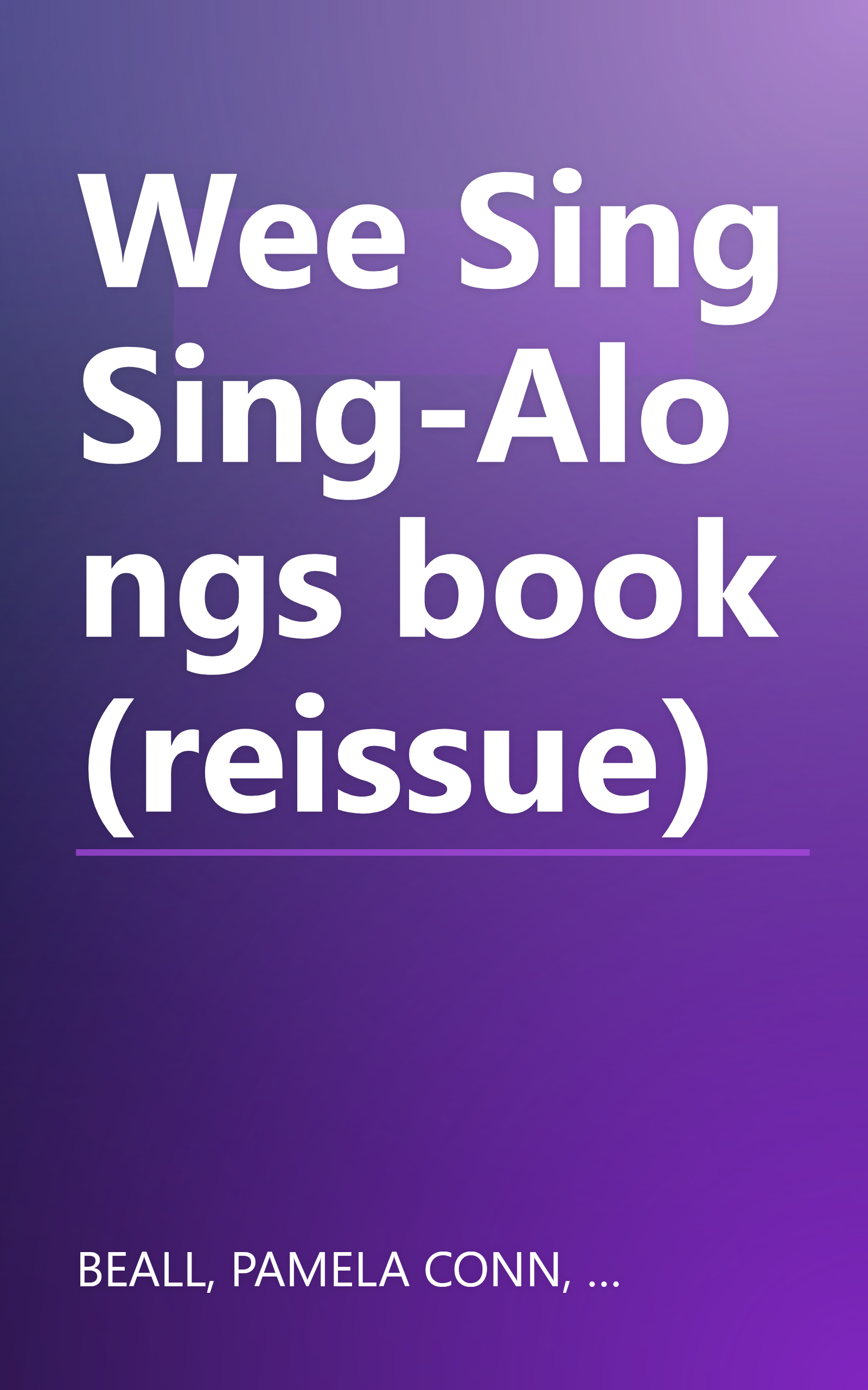 Wee Sing Sing-Alongs book (reissue) book cover
