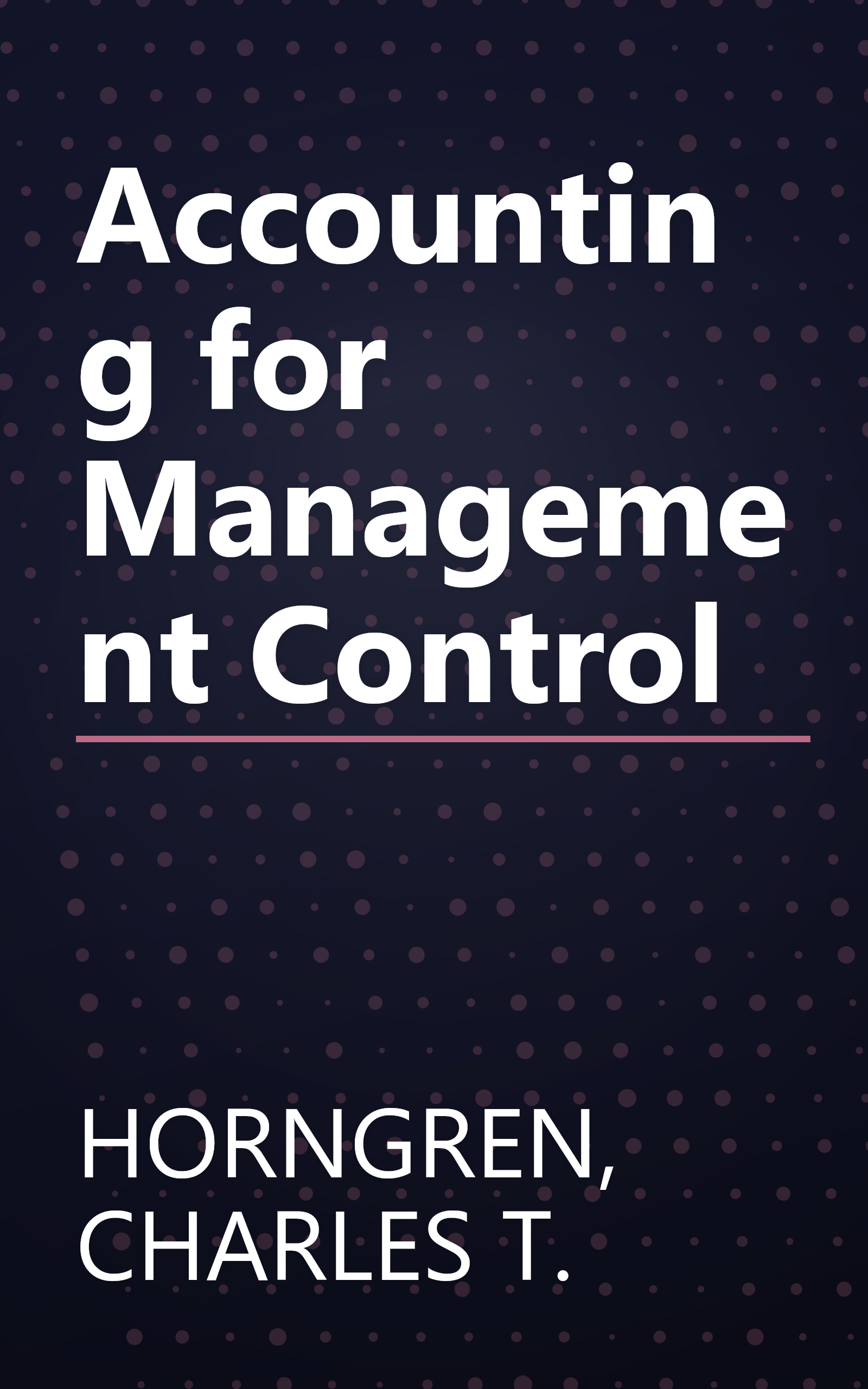 Accounting for Management Control book cover