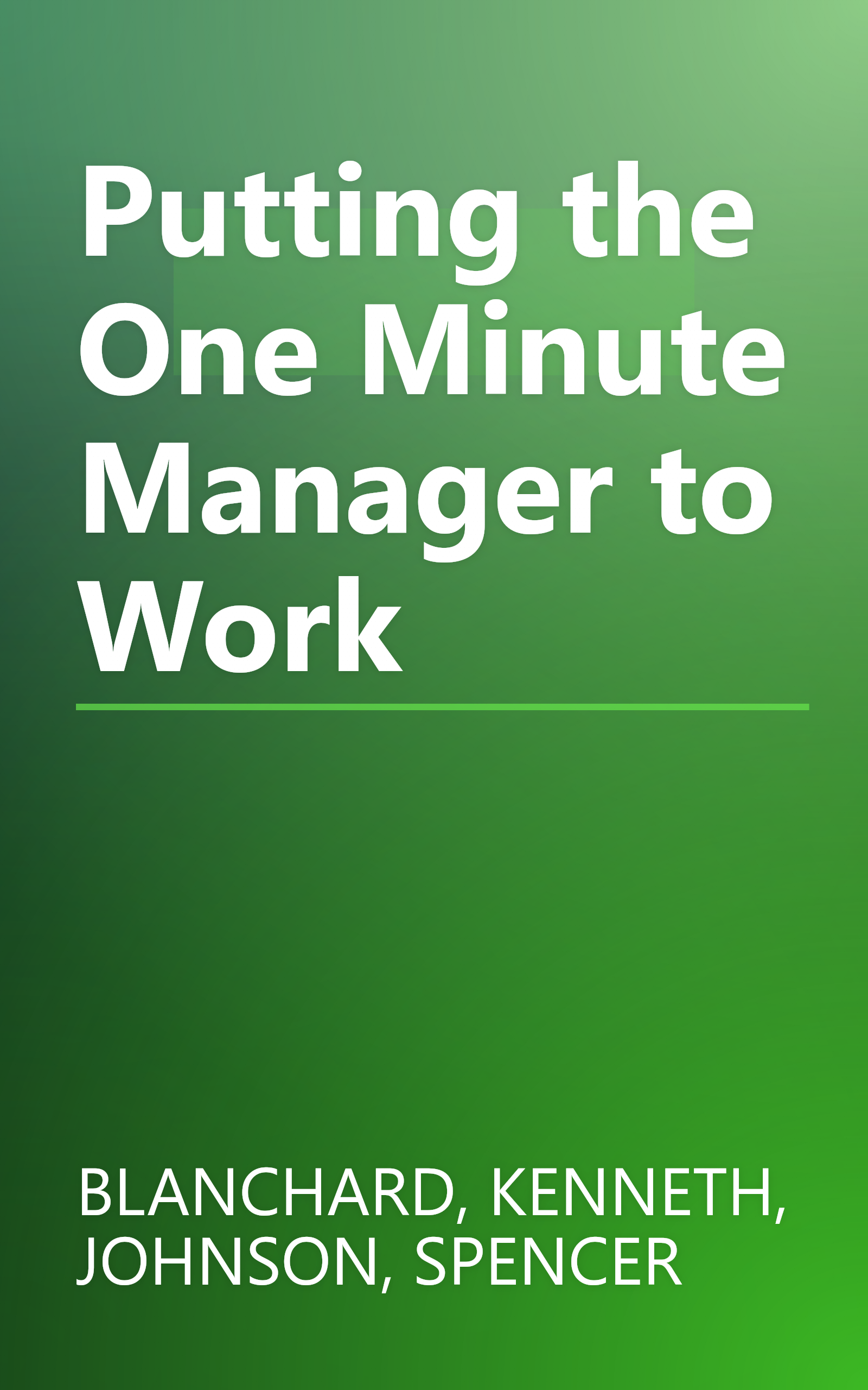Putting the One Minute Manager to Work book cover