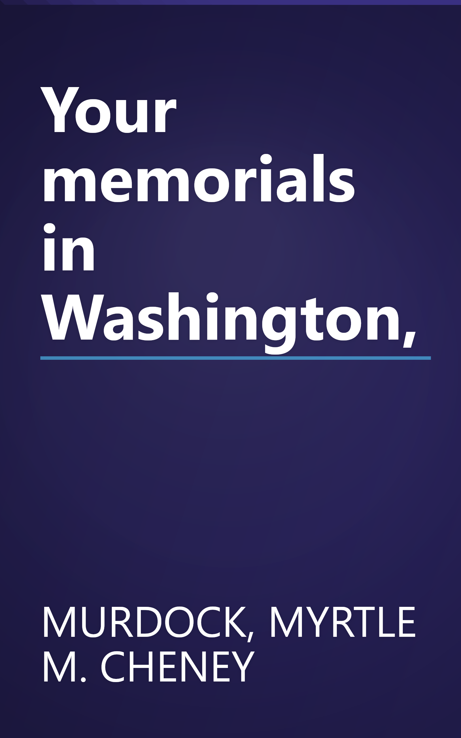 Your memorials in Washington, book cover