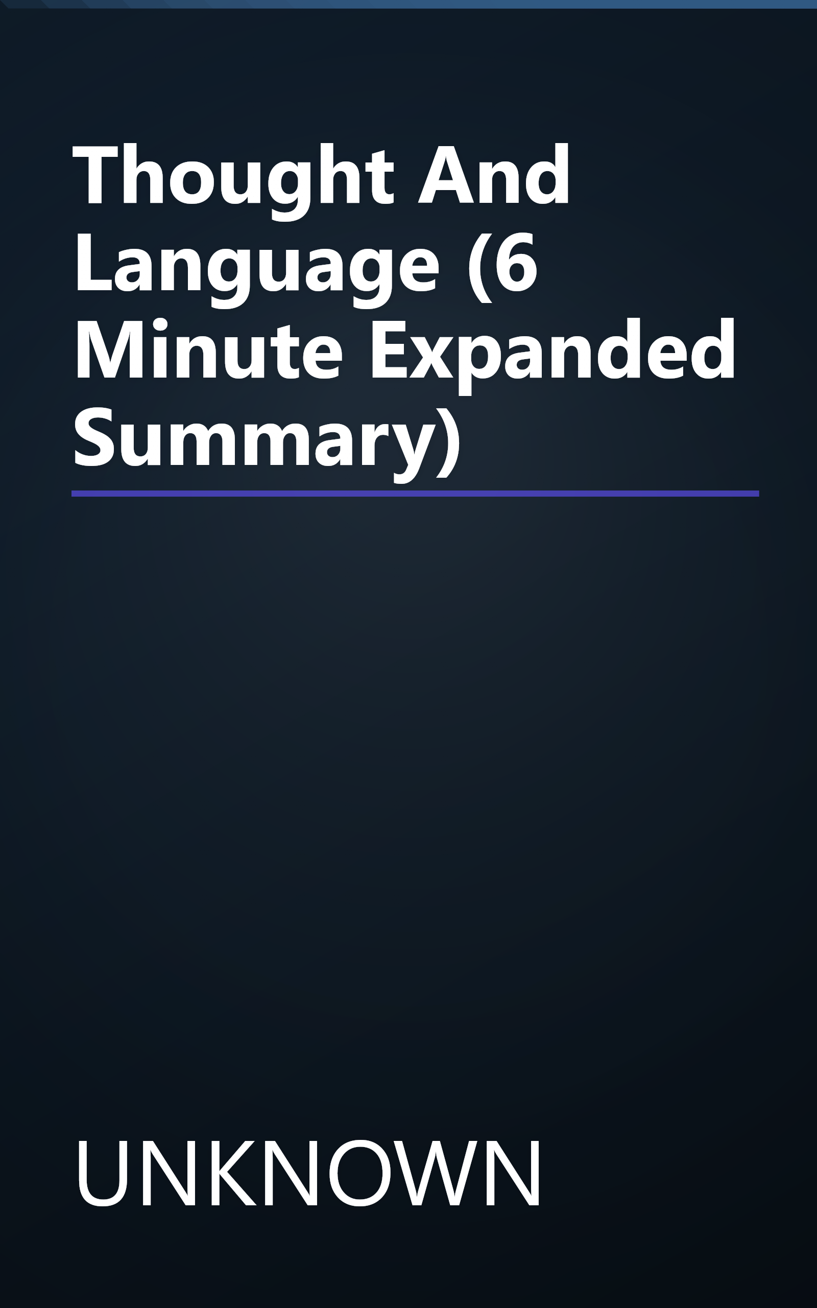 Thought And Language (6 Minute   Expanded Summary) book cover