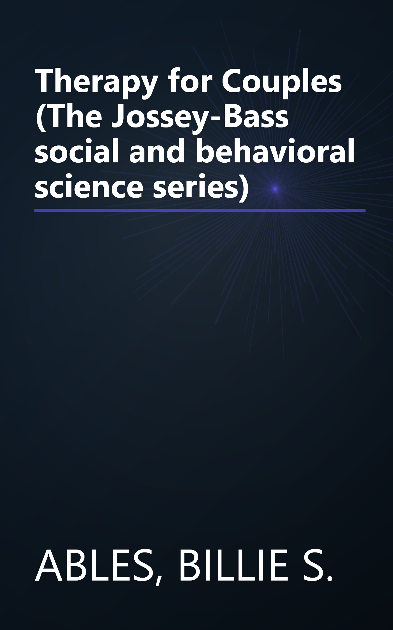 Therapy for Couples (The Jossey-Bass social and behavioral science series) book cover