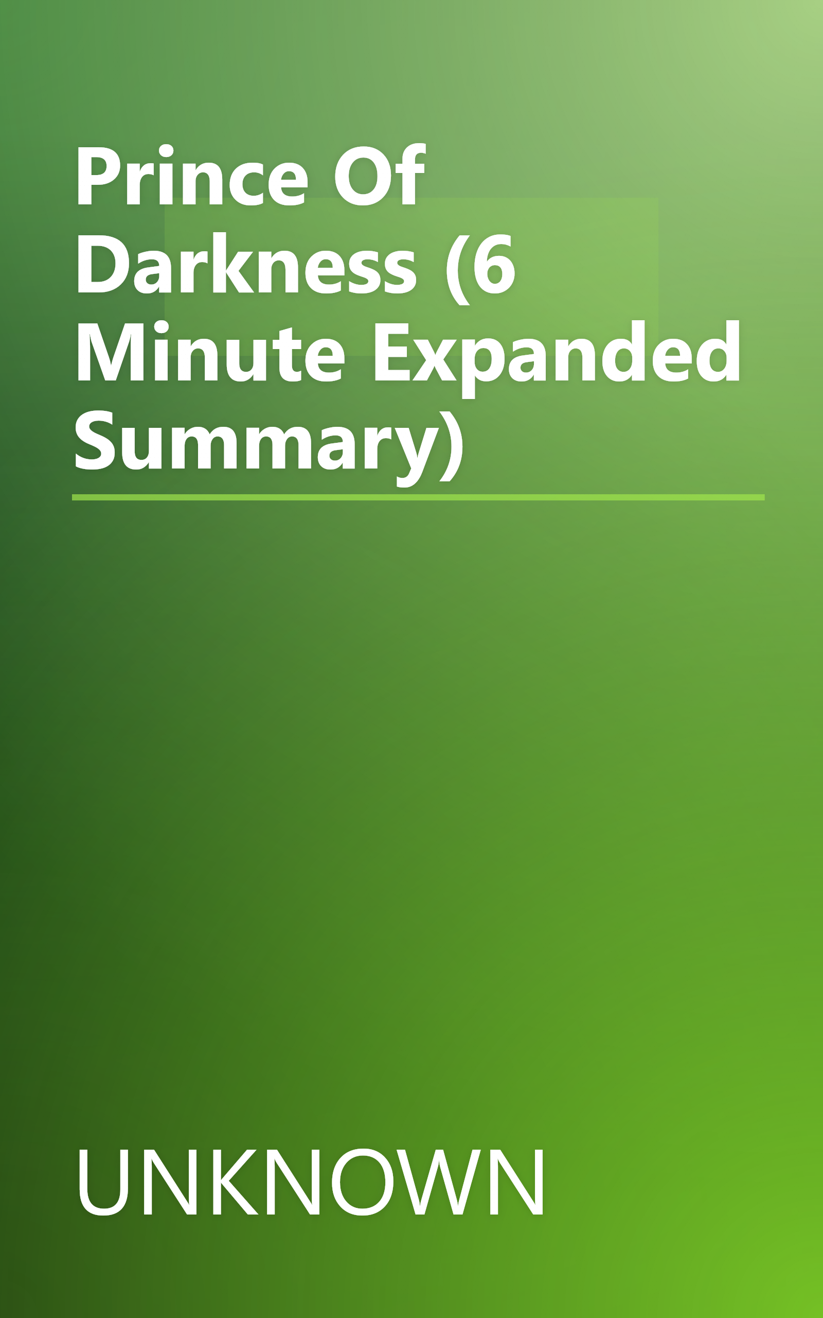 Prince Of Darkness (6 Minute   Expanded Summary) book cover