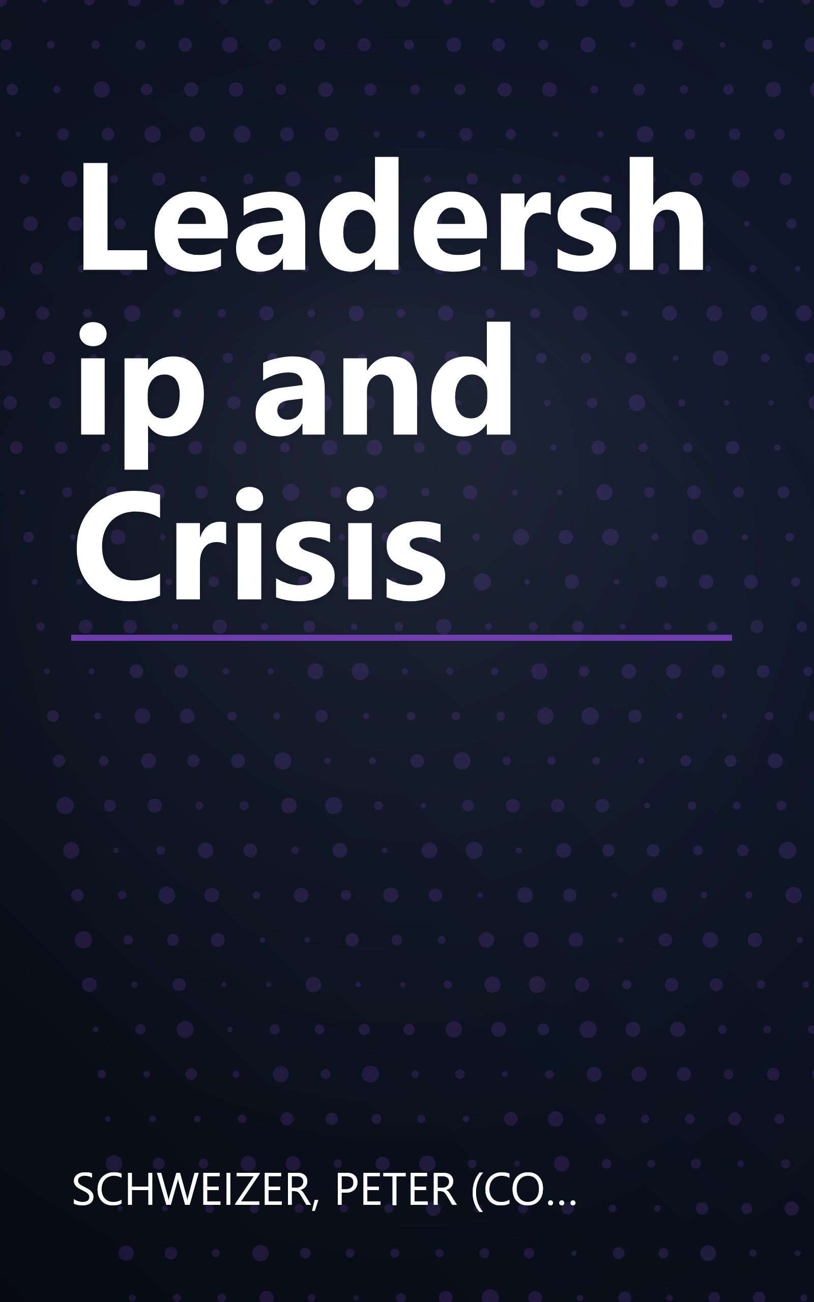 Leadership and Crisis book cover