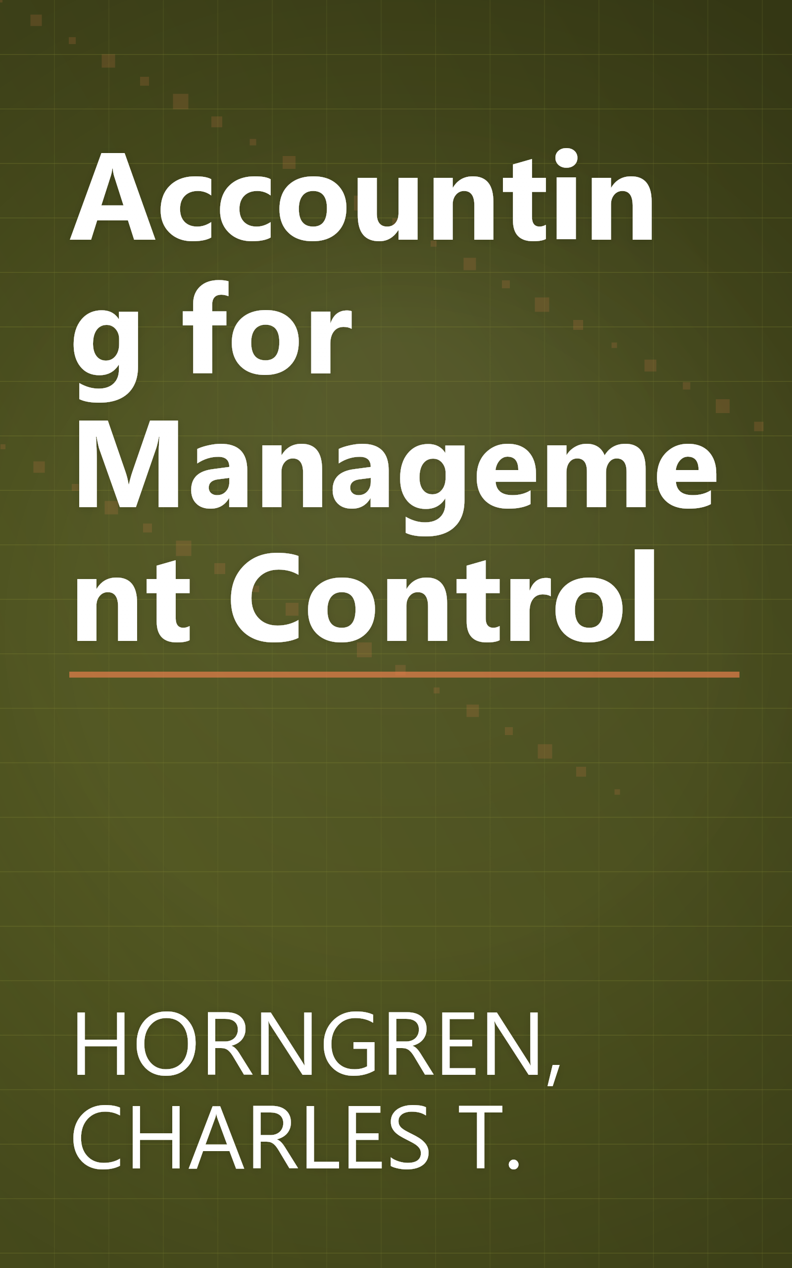Accounting for Management Control book cover