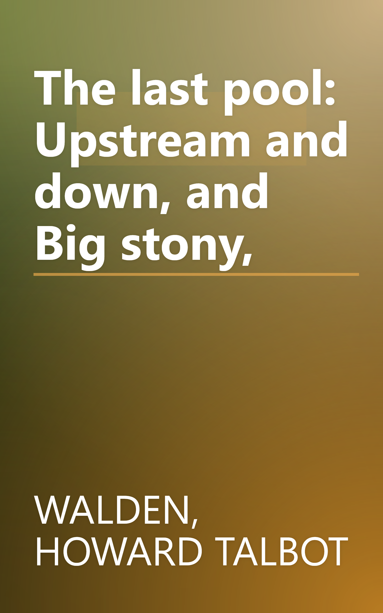 The last pool: Upstream and down, and Big stony, book cover