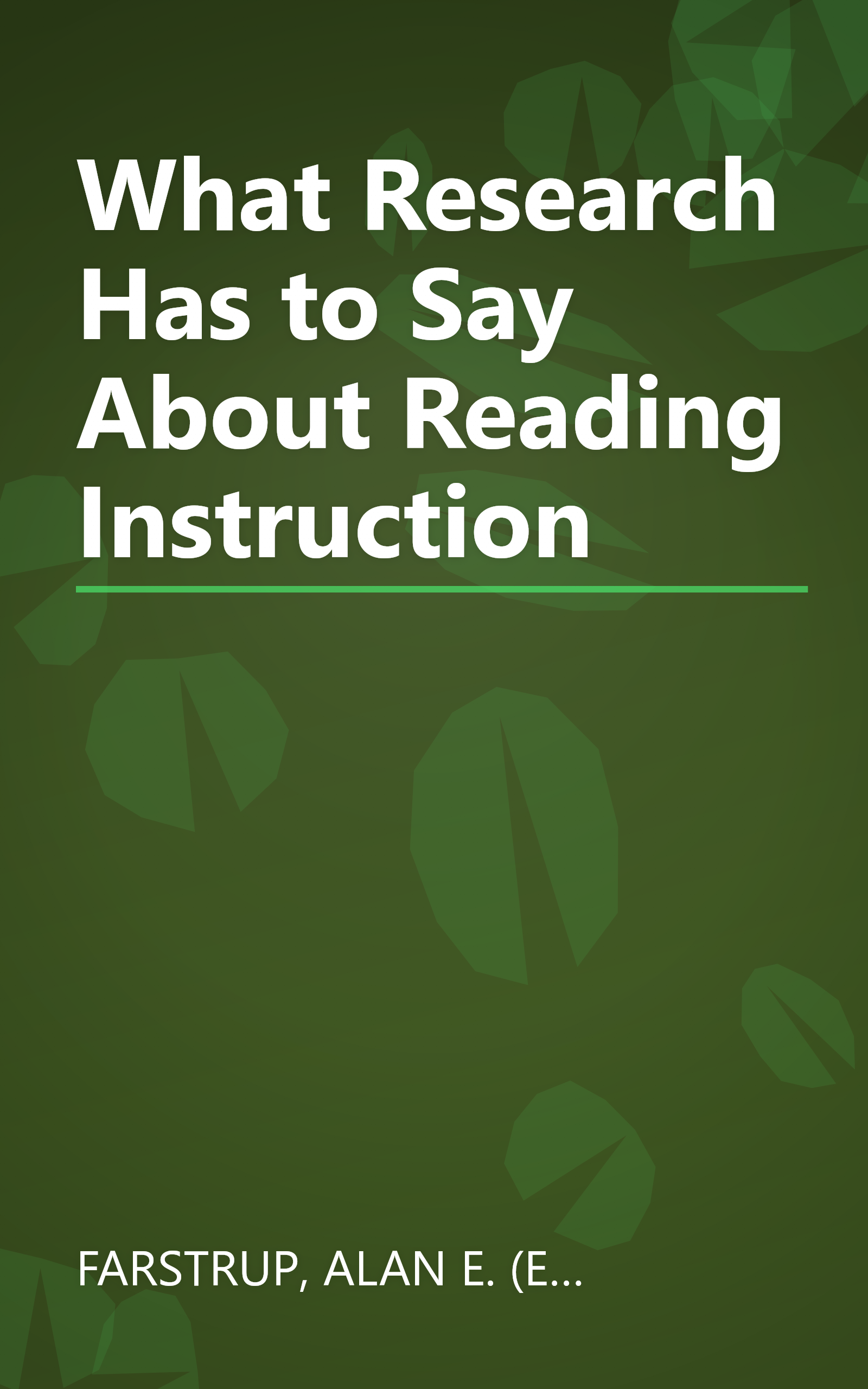What Research Has to Say About Reading Instruction book cover