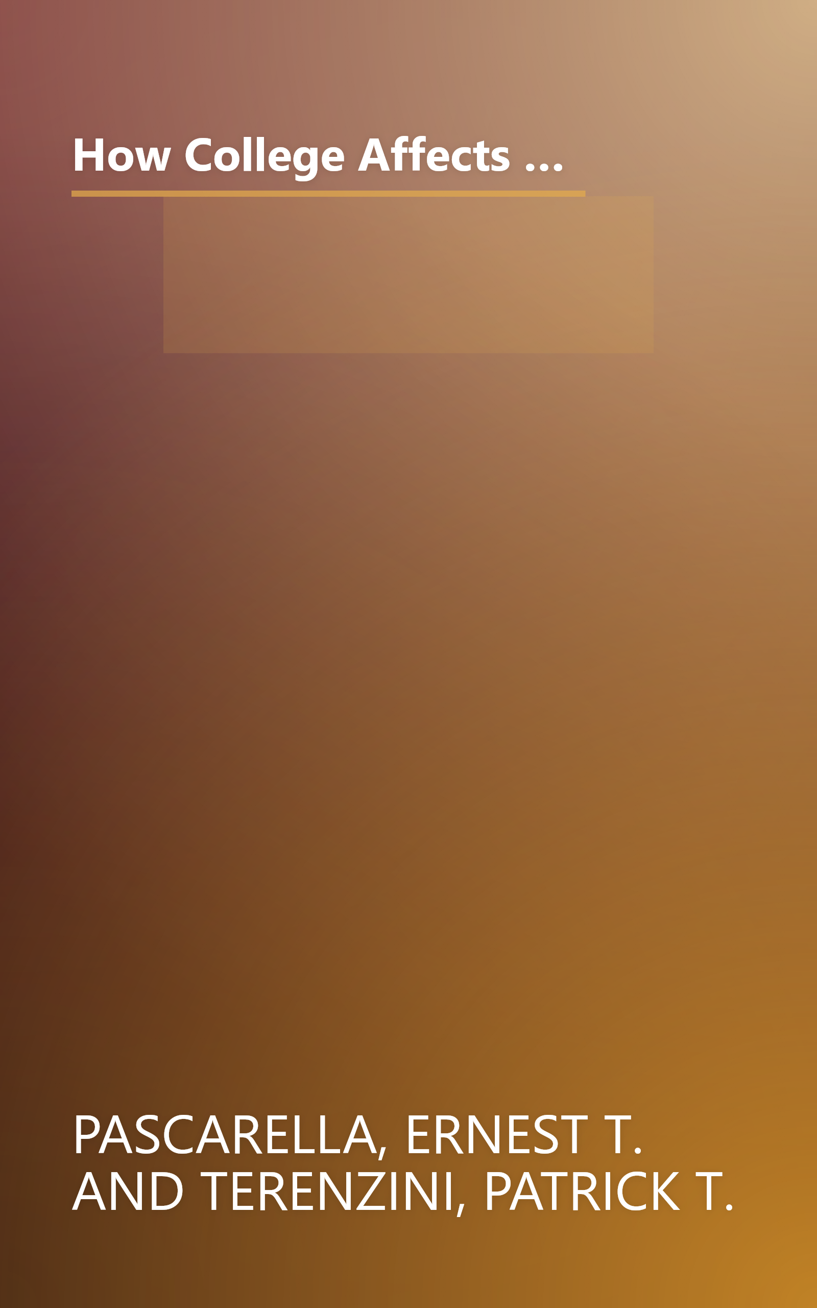 How College Affects Students: Findings and Insights from Twenty Years of Research (The Jossey-Bass Higher and Adult Education Series) book cover