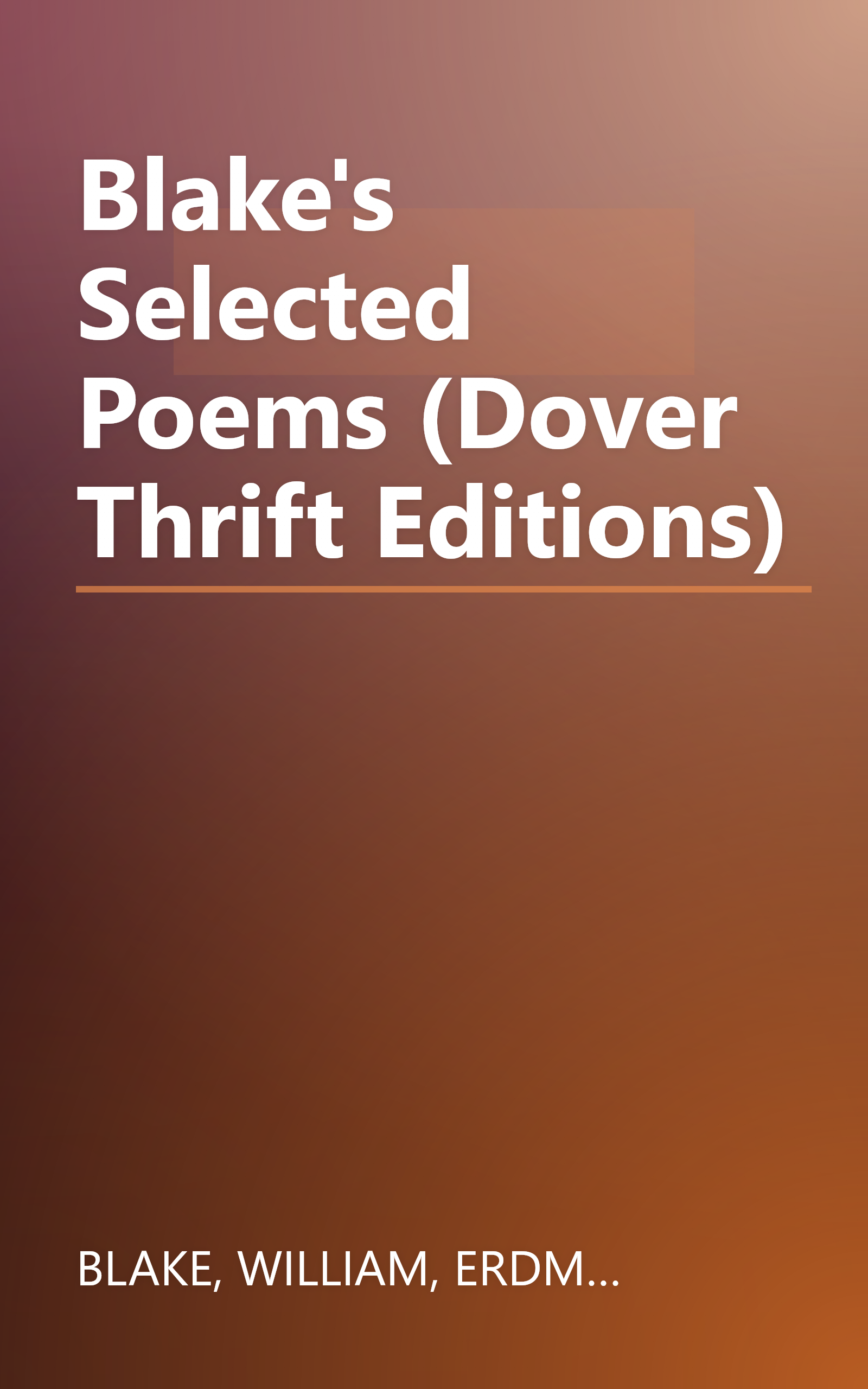 Blake's Selected Poems (Dover Thrift Editions) book cover
