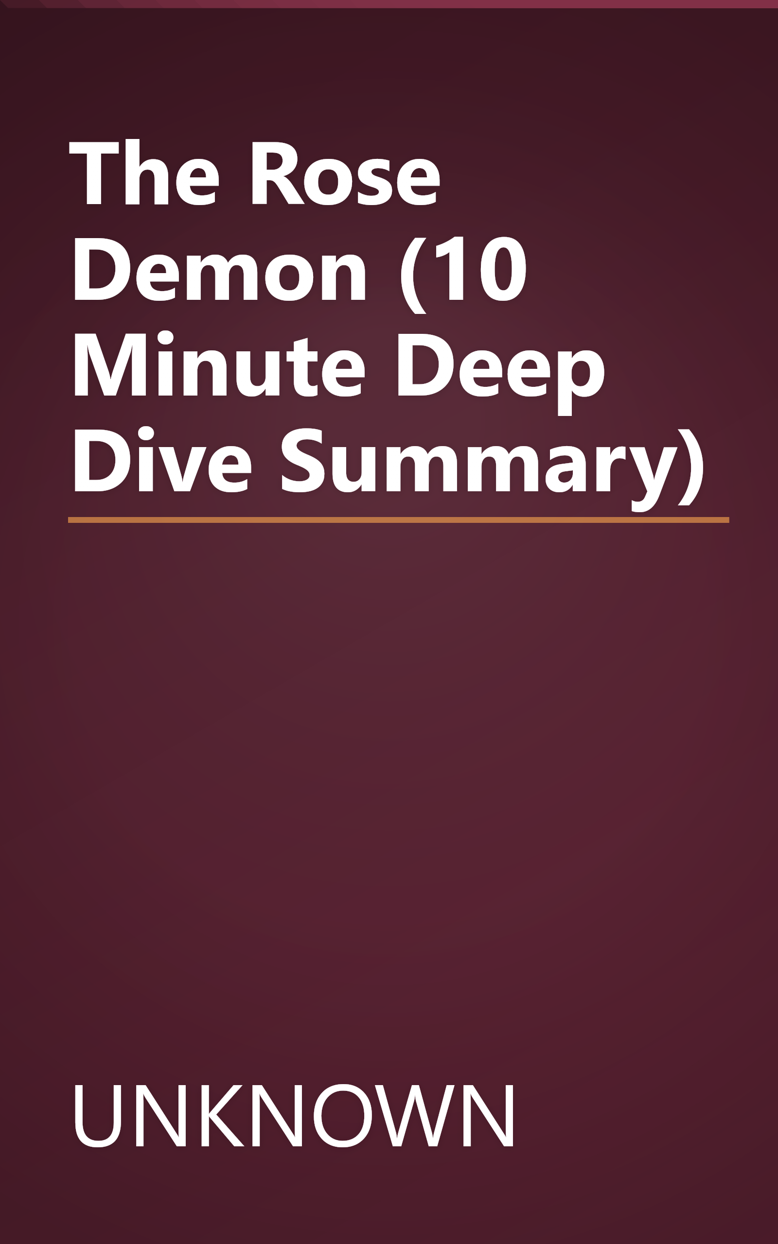The Rose Demon (10 Minute   Deep Dive Summary) book cover