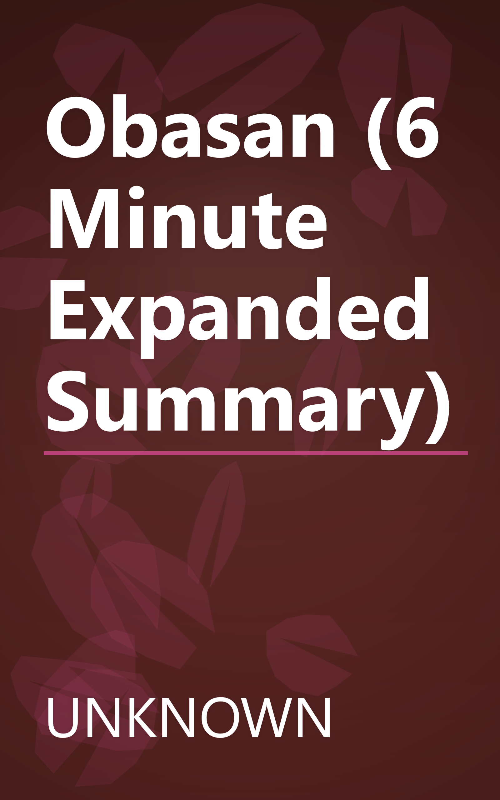 Obasan (6 Minute   Expanded Summary) book cover