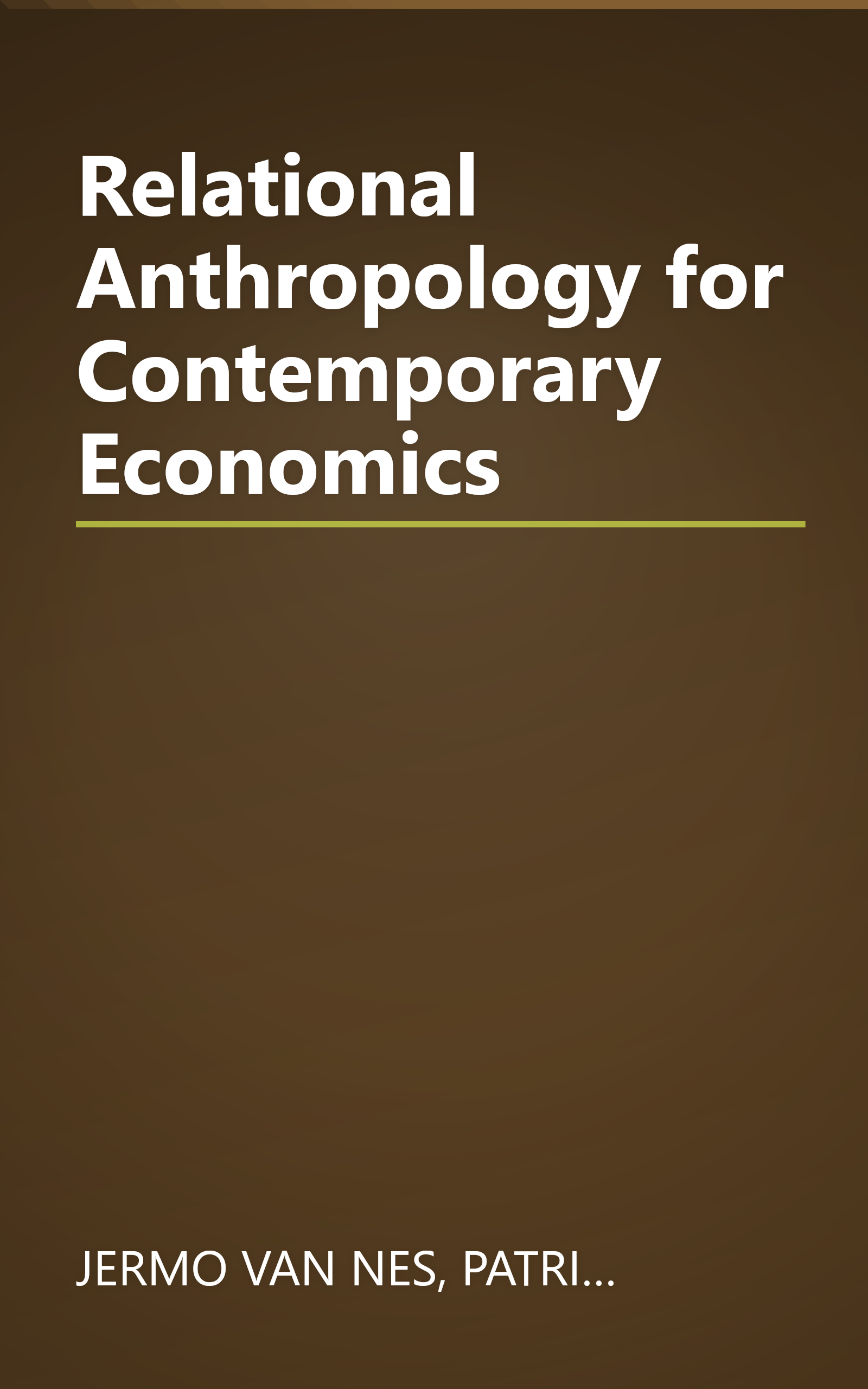 Relational Anthropology for Contemporary Economics book cover