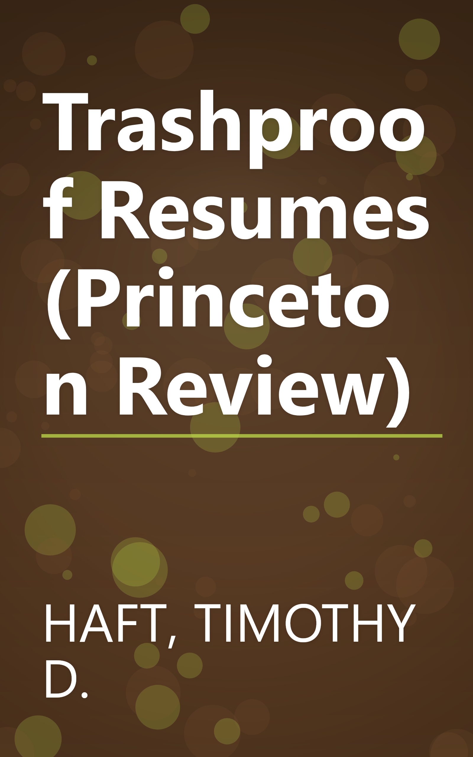 Trashproof Resumes (Princeton Review) book cover