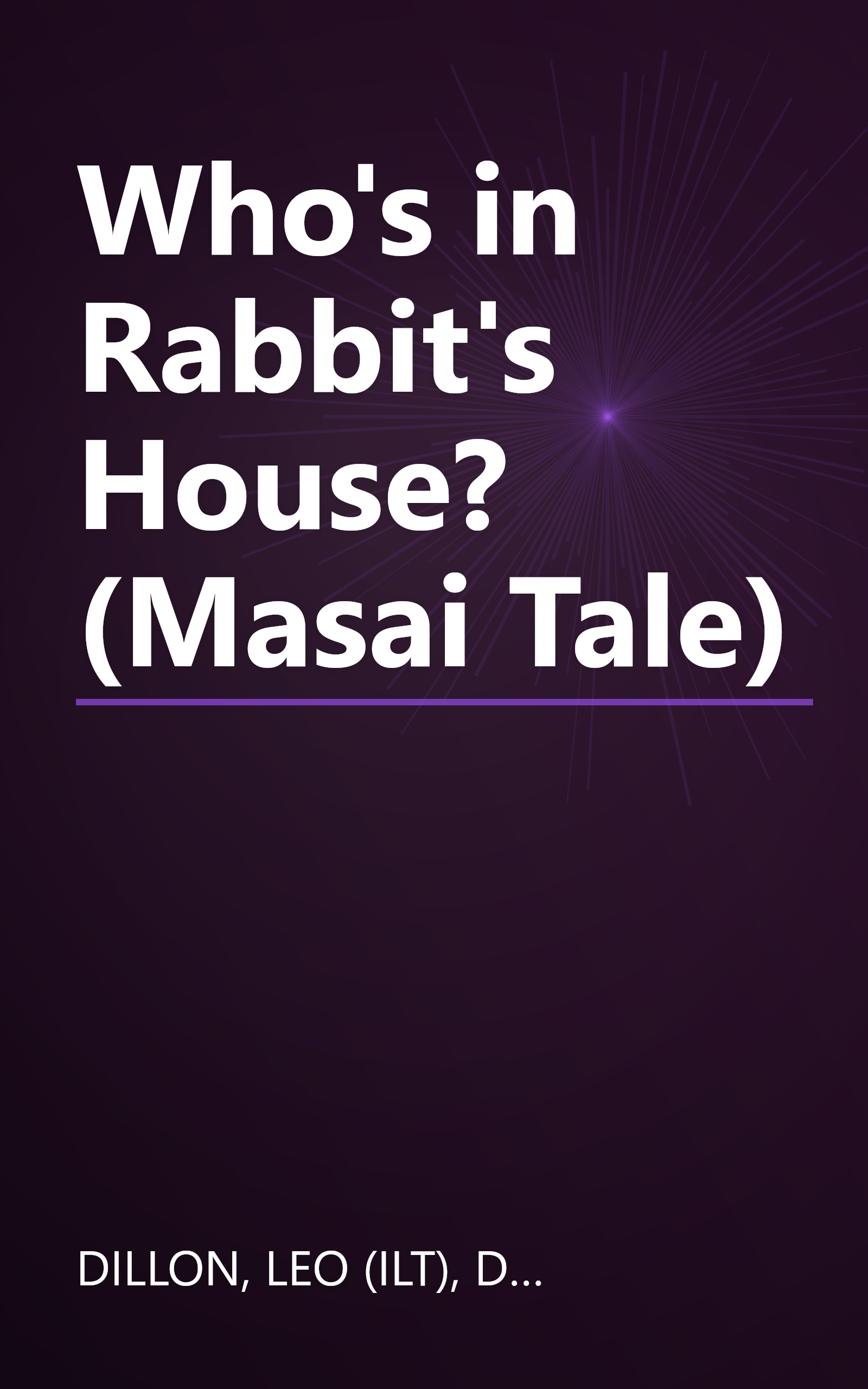 Who's in Rabbit's House? (Masai Tale) book cover
