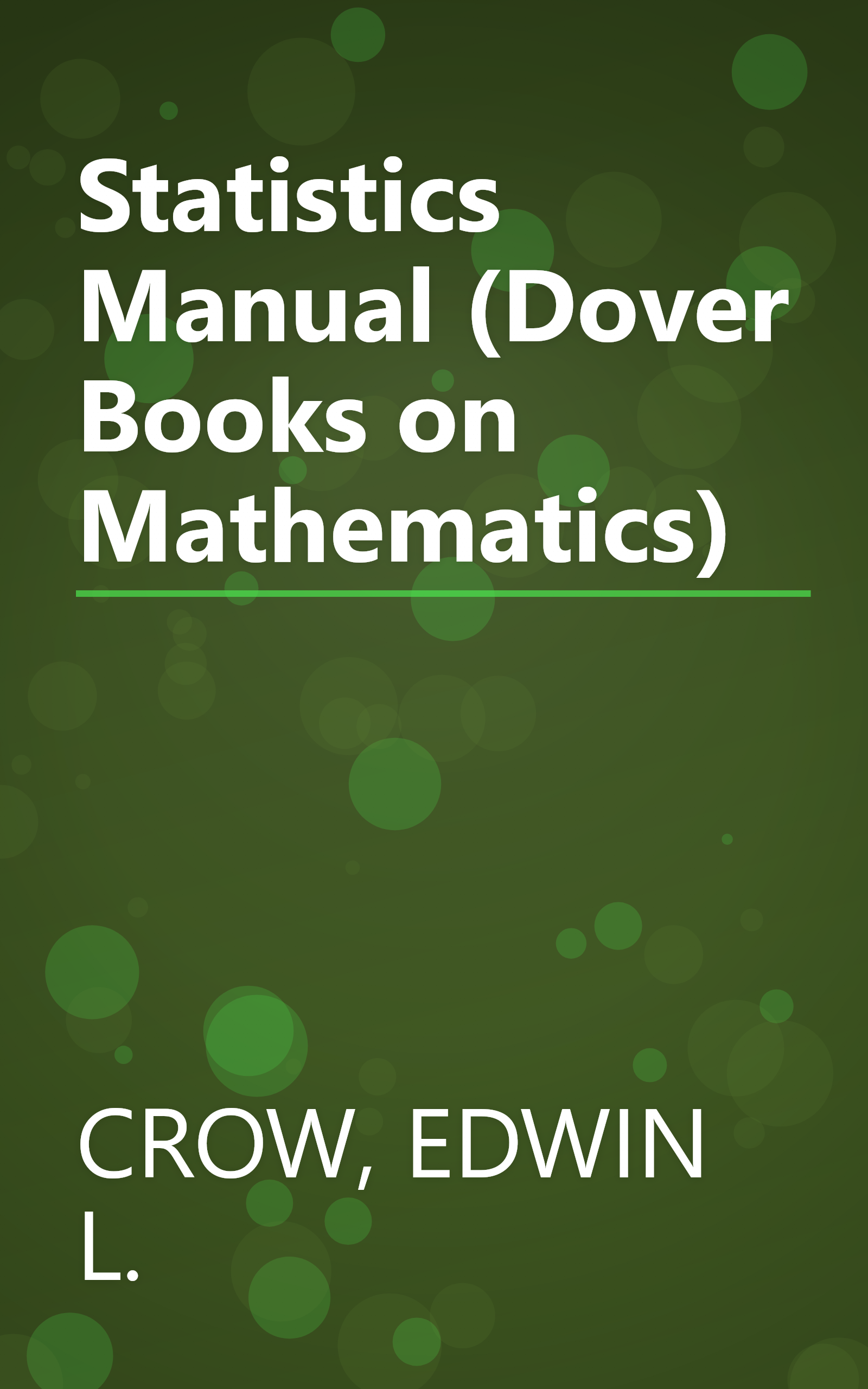 Statistics Manual (Dover Books on Mathematics) book cover