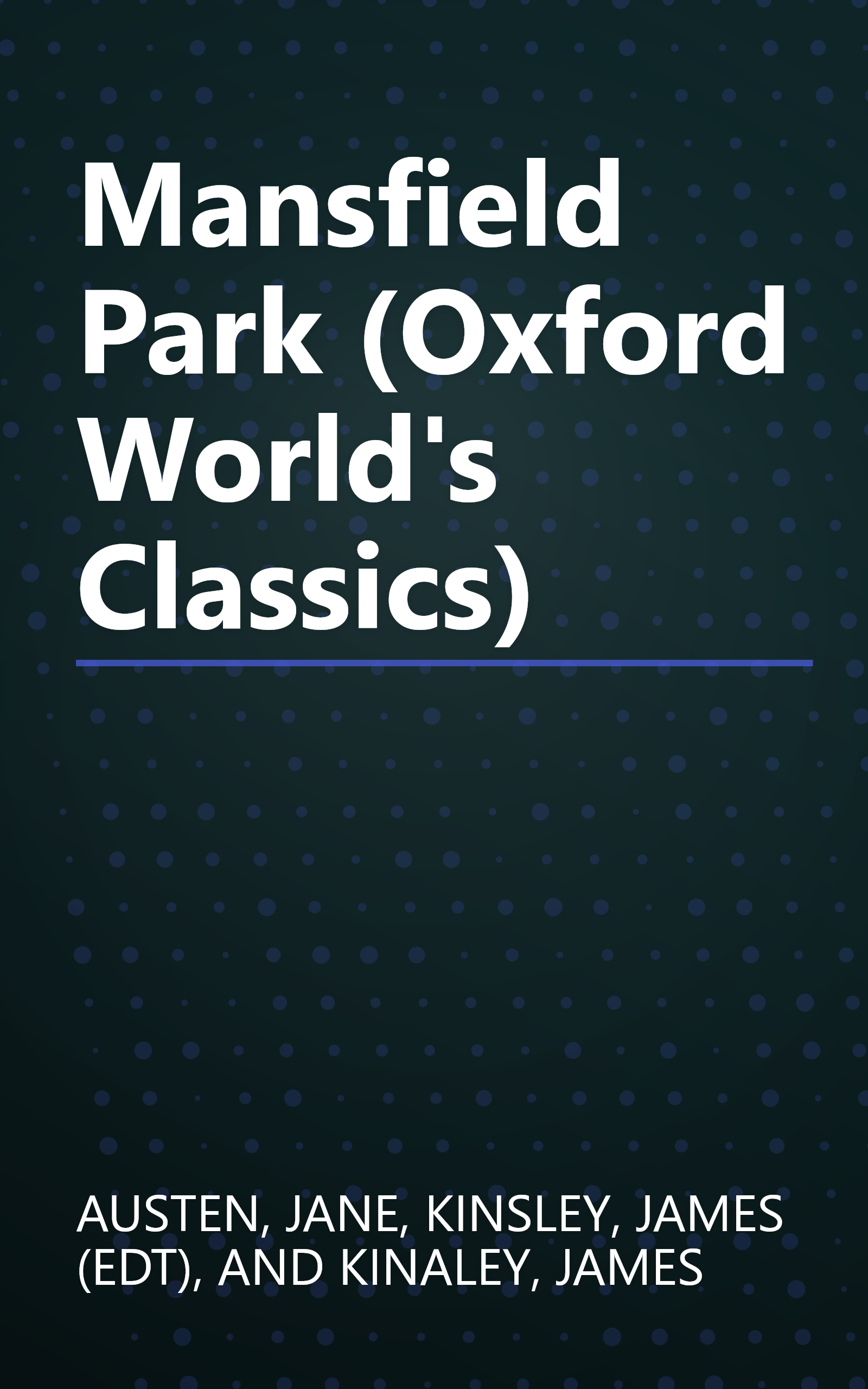 Mansfield Park (Oxford World's Classics) book cover