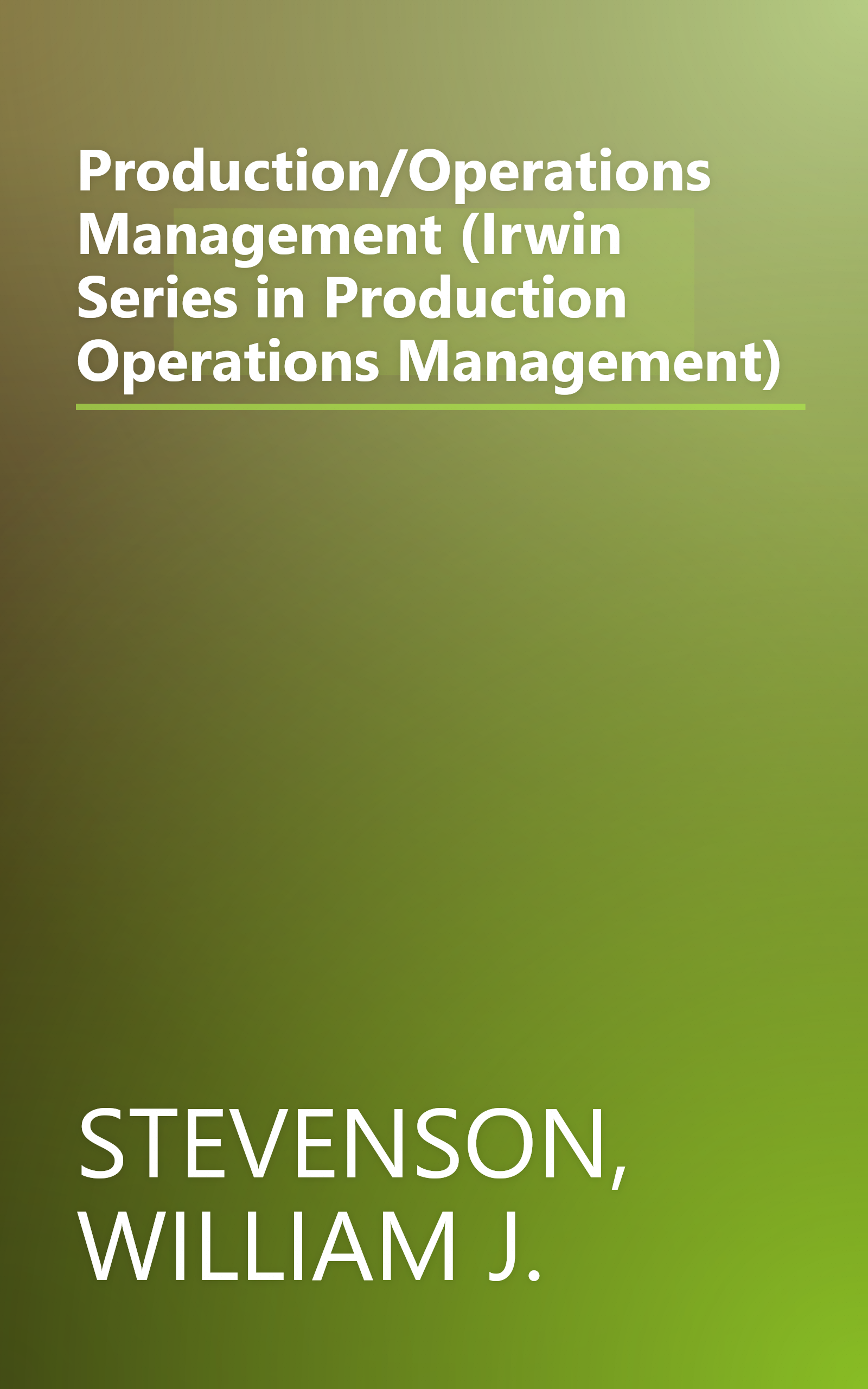 Production/Operations Management (Irwin Series in Production Operations Management) book cover