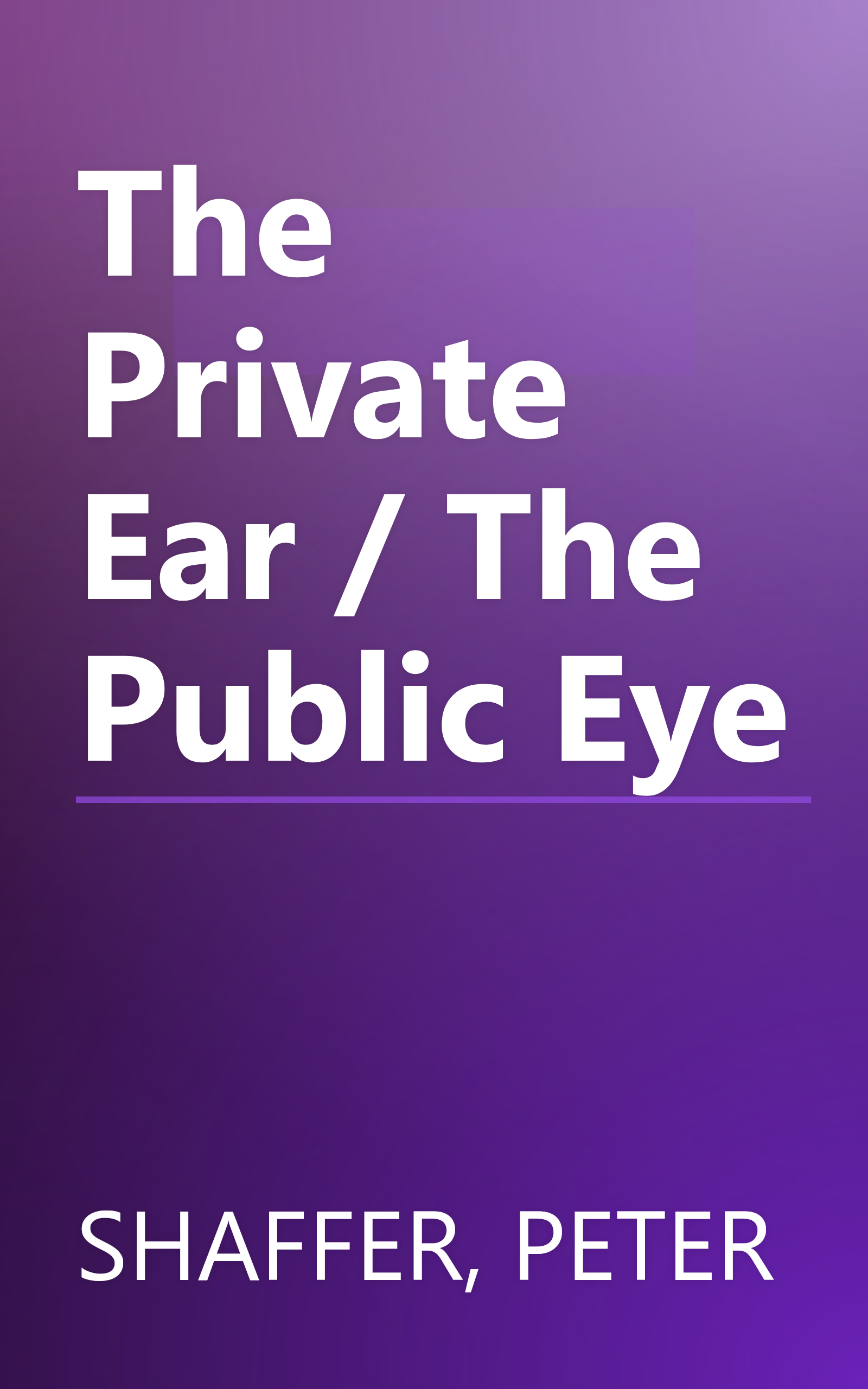 The Private Ear / The Public Eye book cover