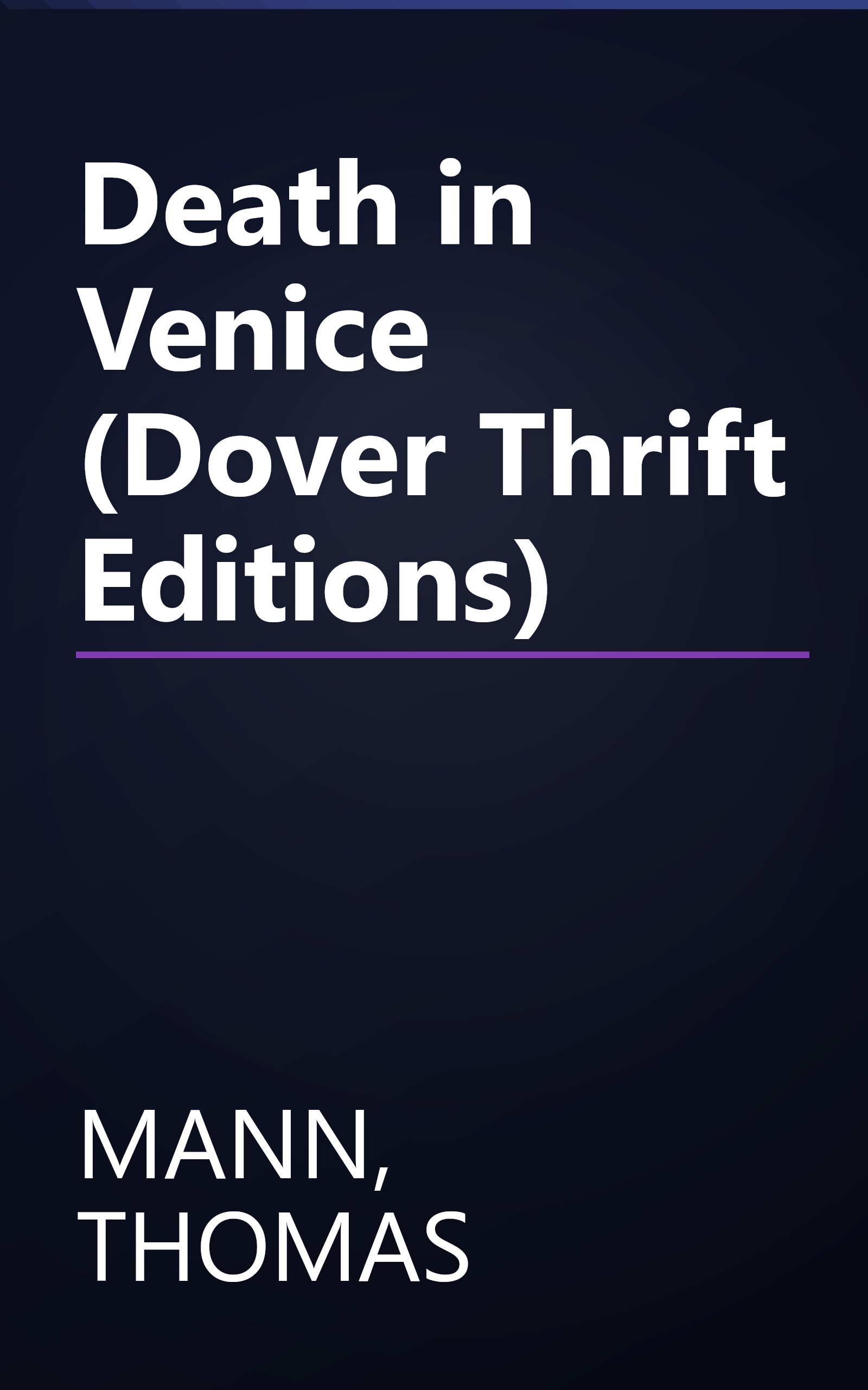 Death in Venice (Dover Thrift Editions) book cover