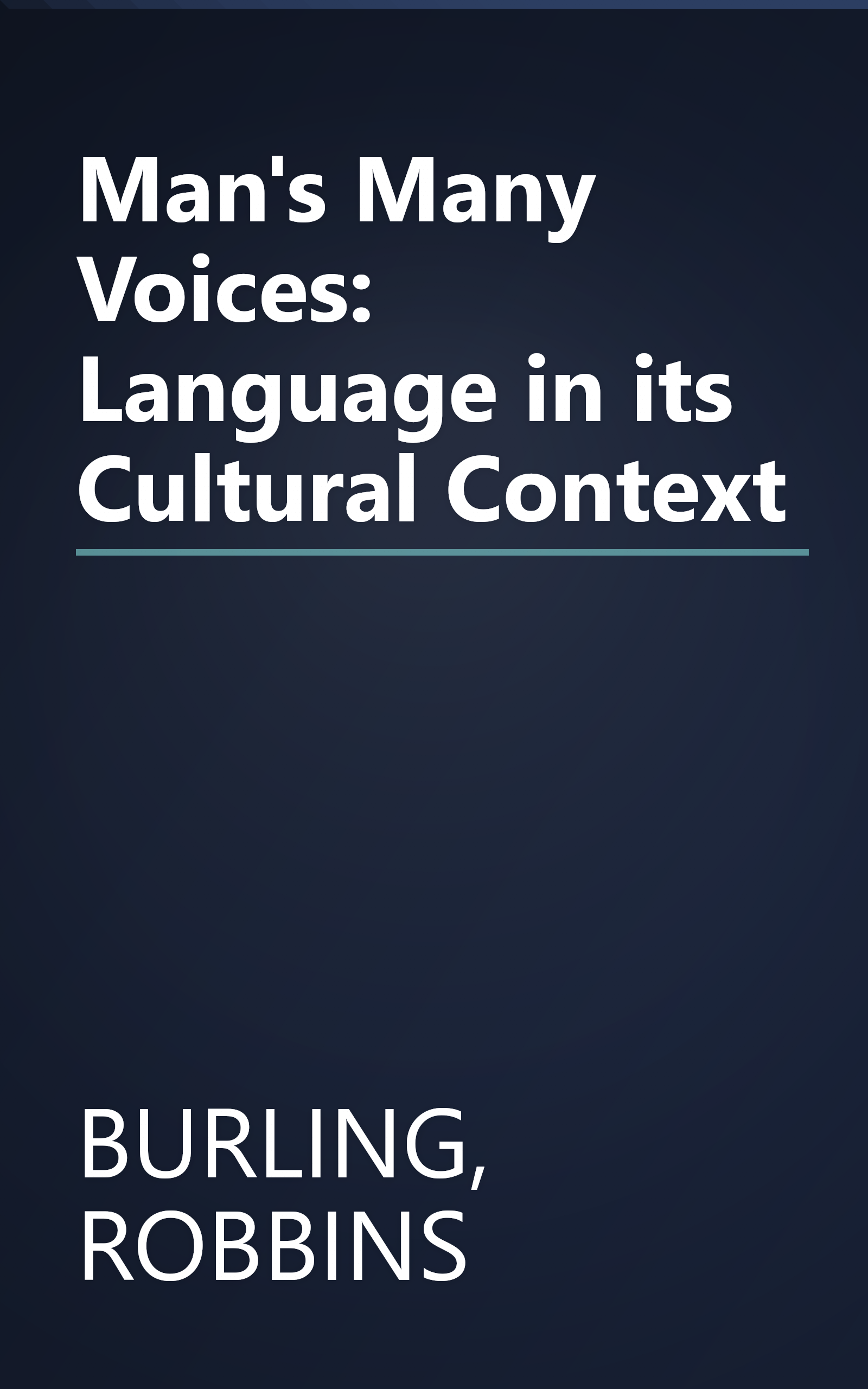 Man's Many Voices: Language in its Cultural Context book cover