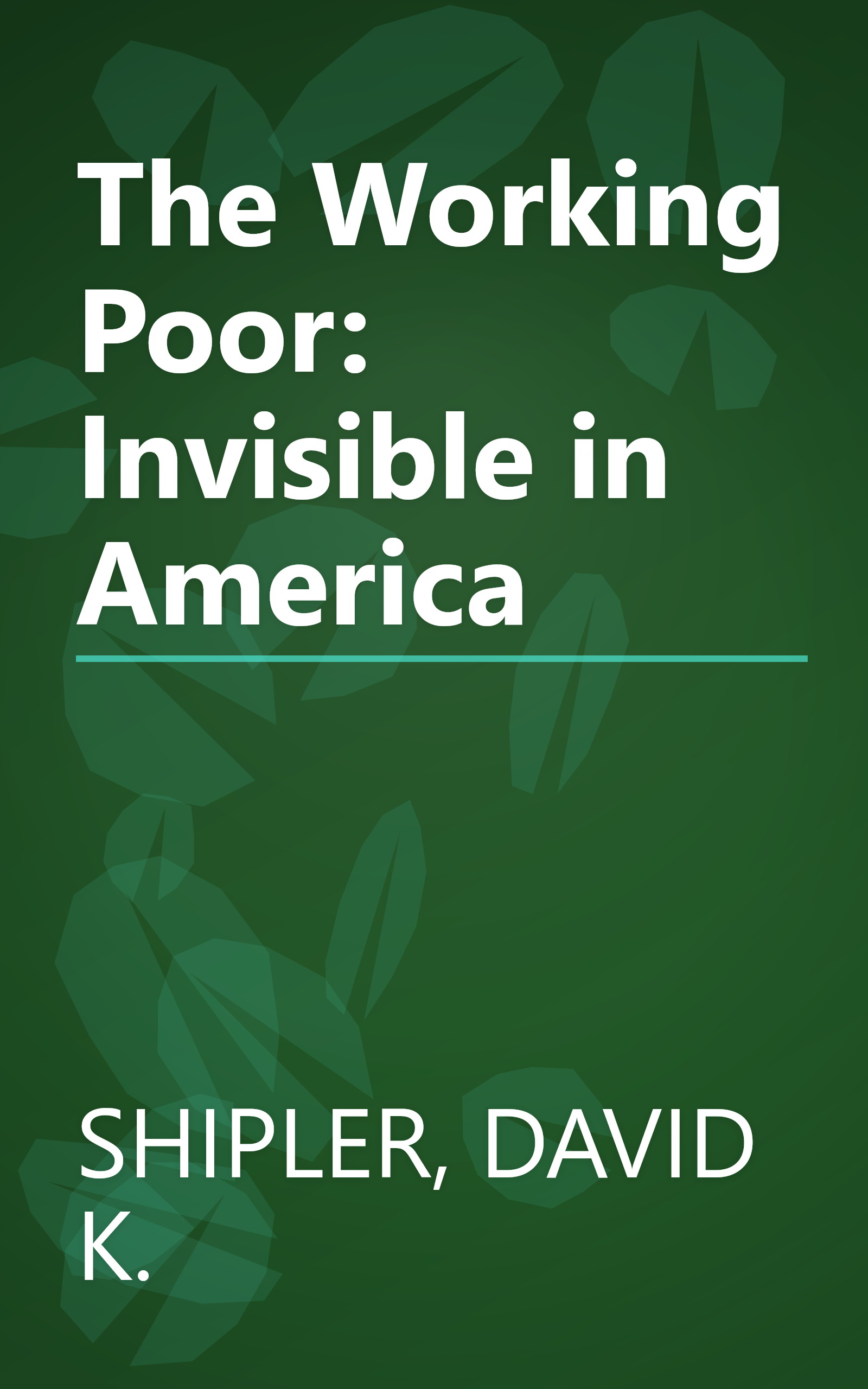The Working Poor: Invisible in America book cover