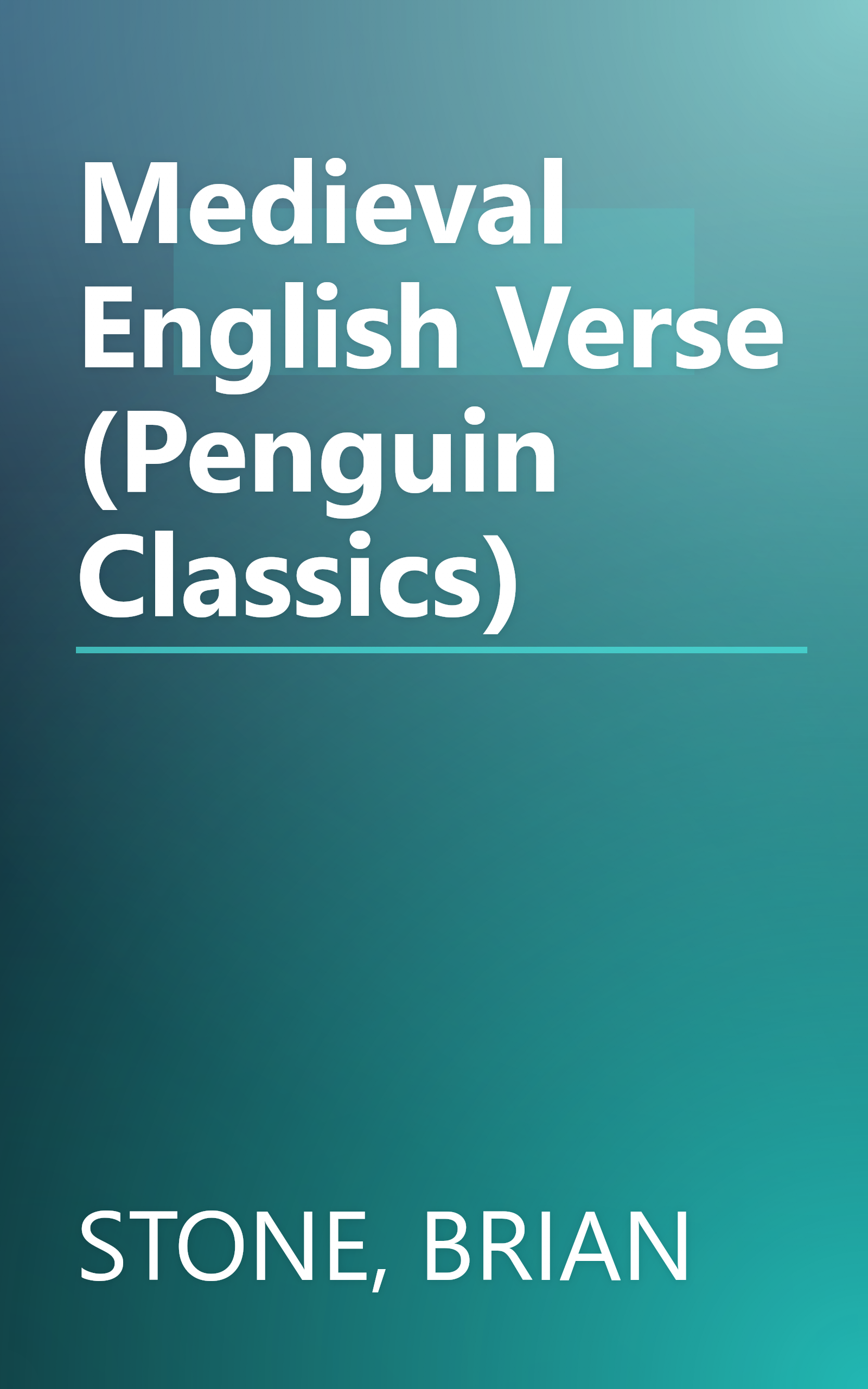 Medieval English Verse (Penguin Classics) book cover