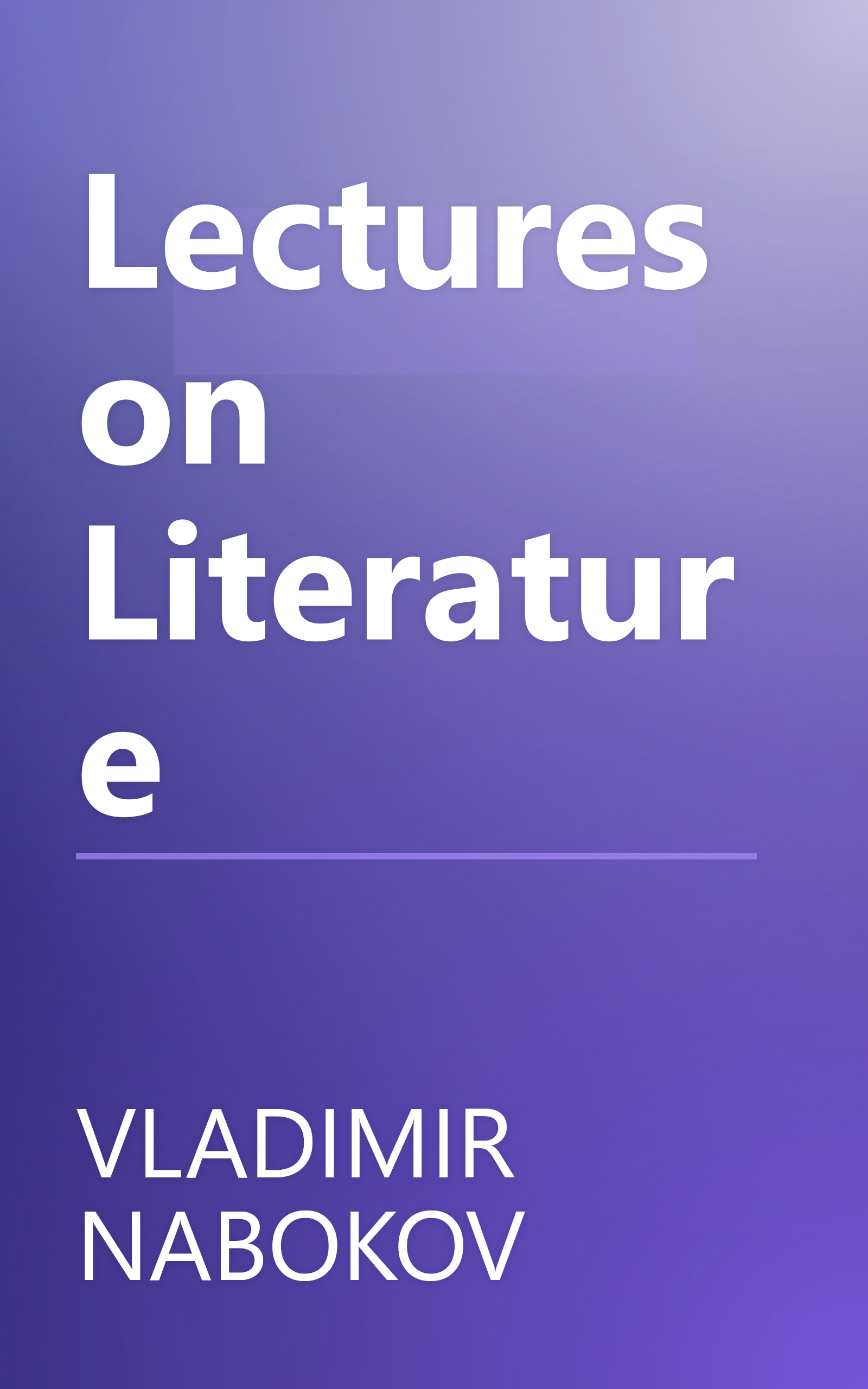 Lectures on Literature book cover