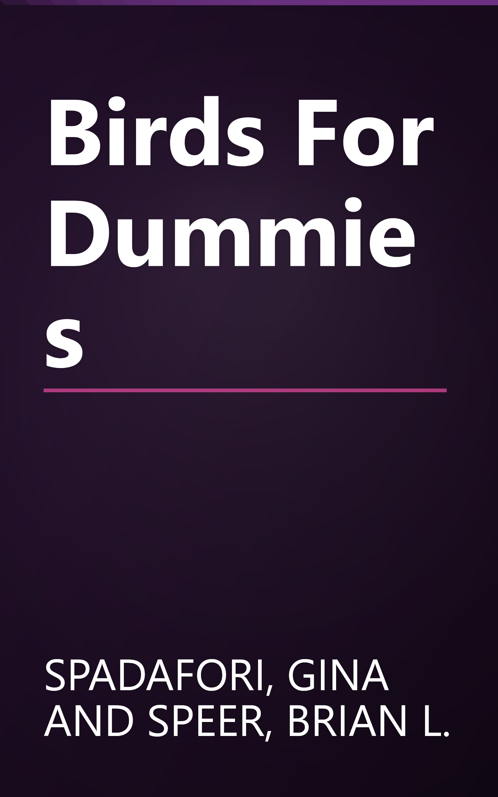 Birds For Dummies book cover