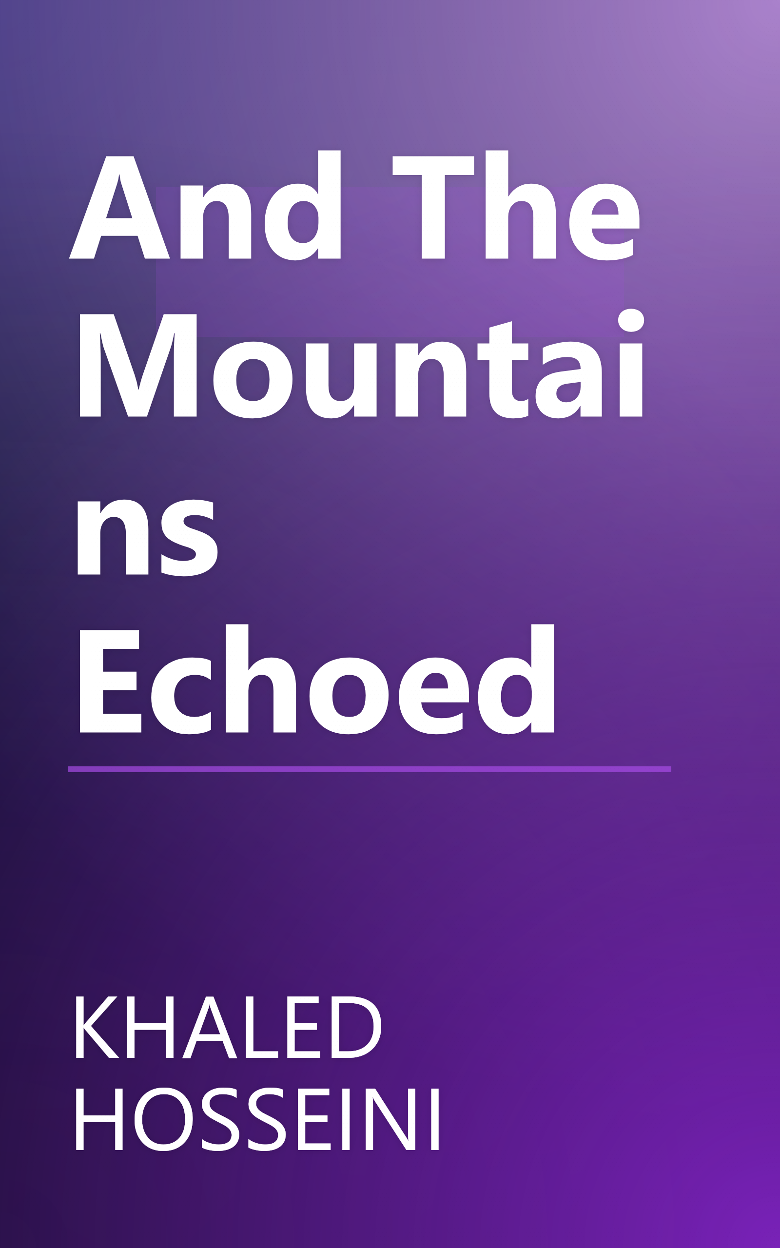 And The Mountains Echoed book cover