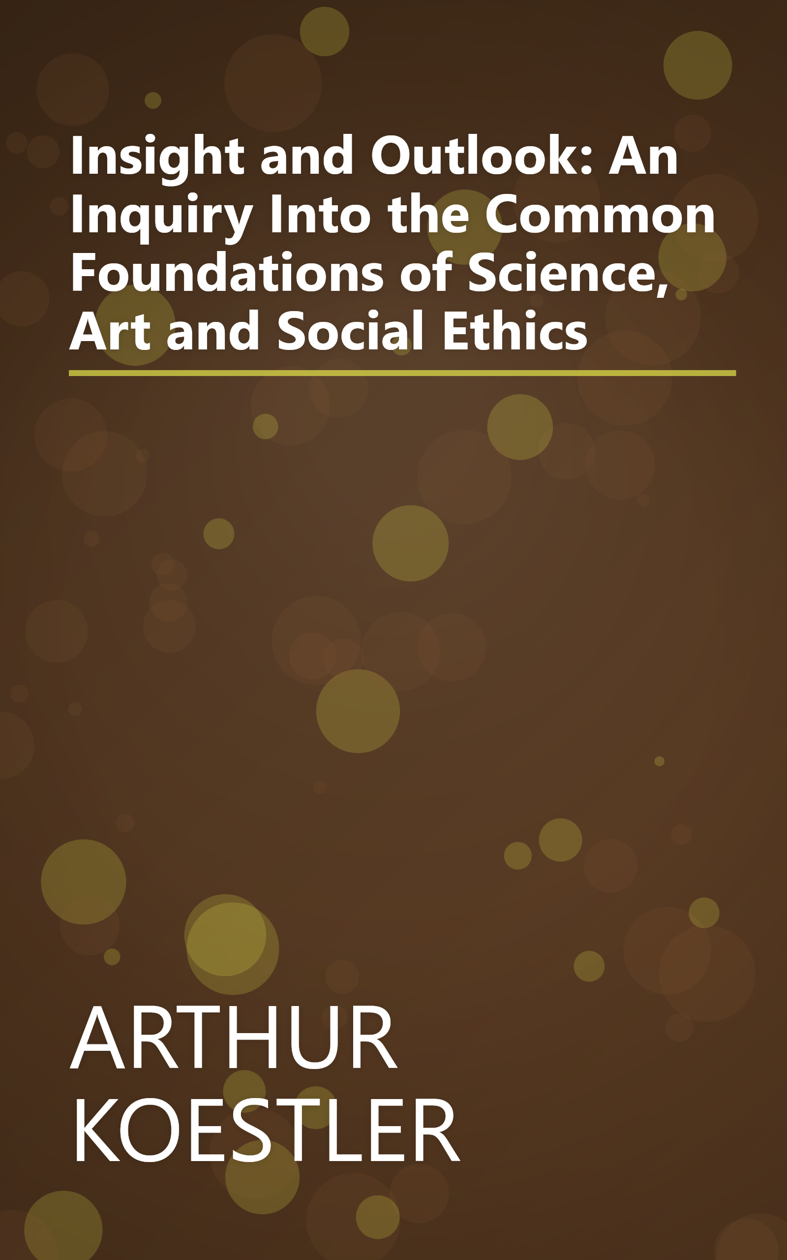 Insight and Outlook: An Inquiry Into the Common Foundations of Science, Art and Social Ethics book cover