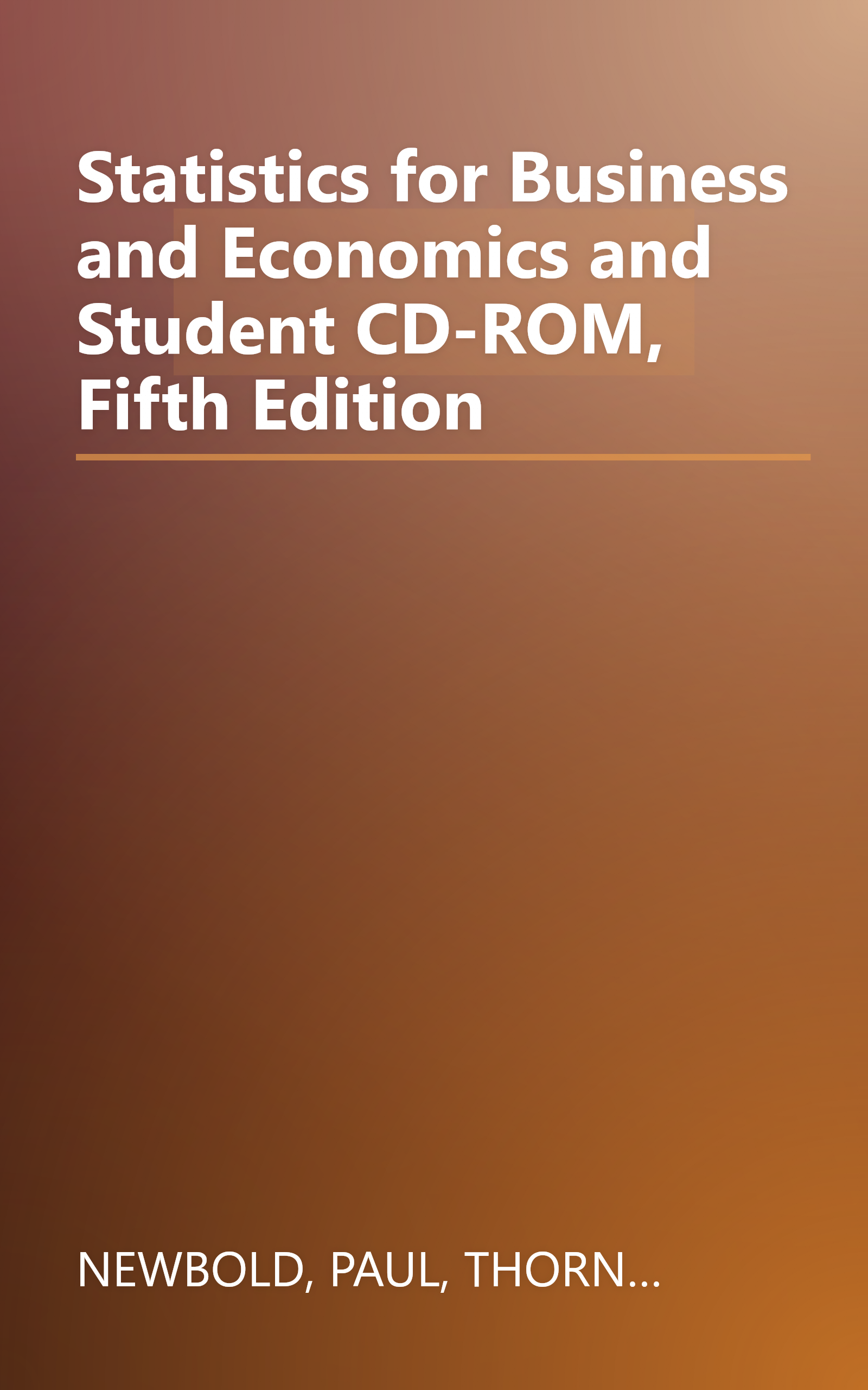 Statistics for Business and Economics and Student CD-ROM, Fifth Edition book cover