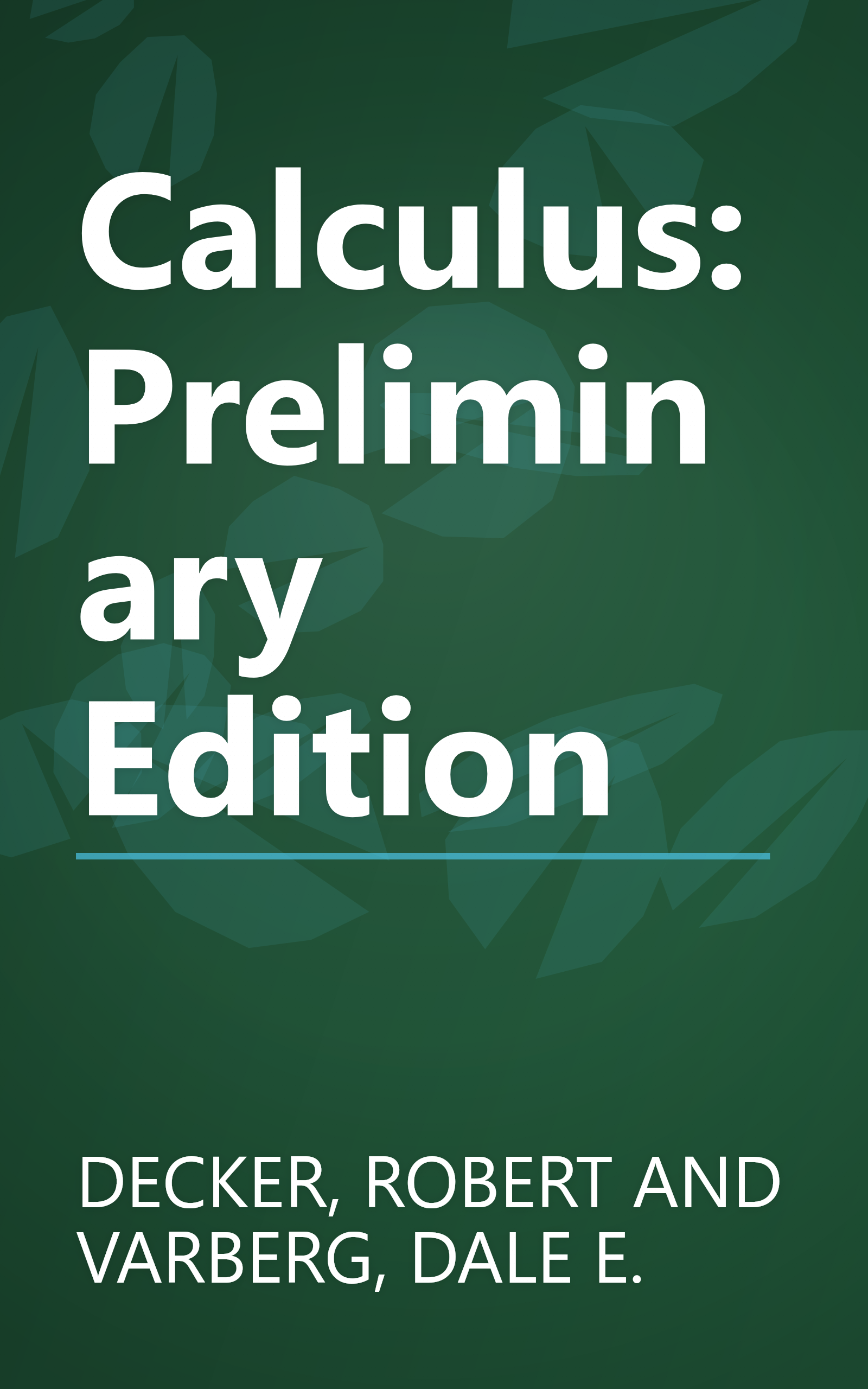 Calculus: Preliminary Edition book cover