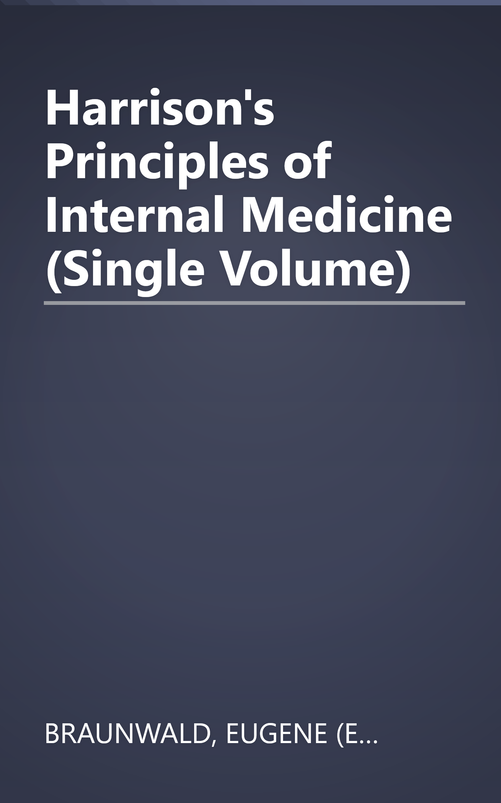 Harrison's Principles of Internal Medicine (Single Volume) book cover