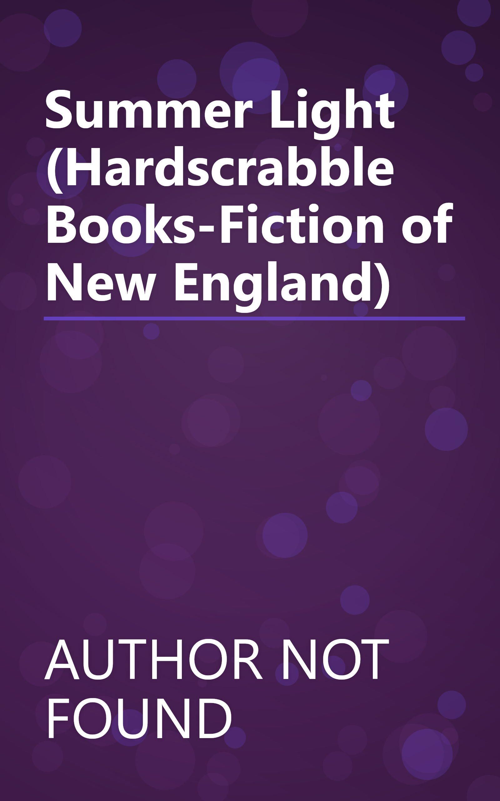 Summer Light (Hardscrabble Books-Fiction of New England) book cover