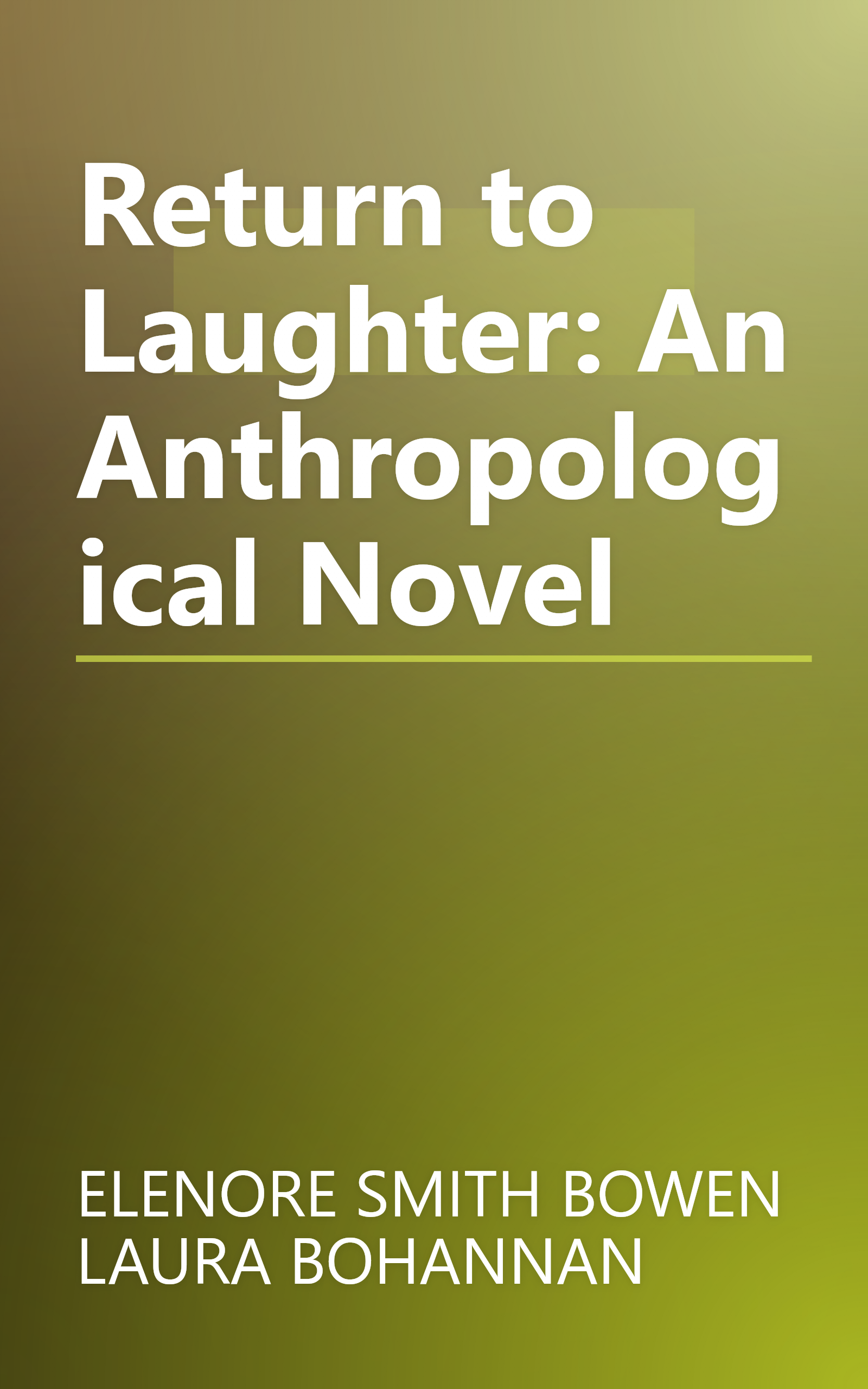 Return to Laughter: An Anthropological Novel book cover