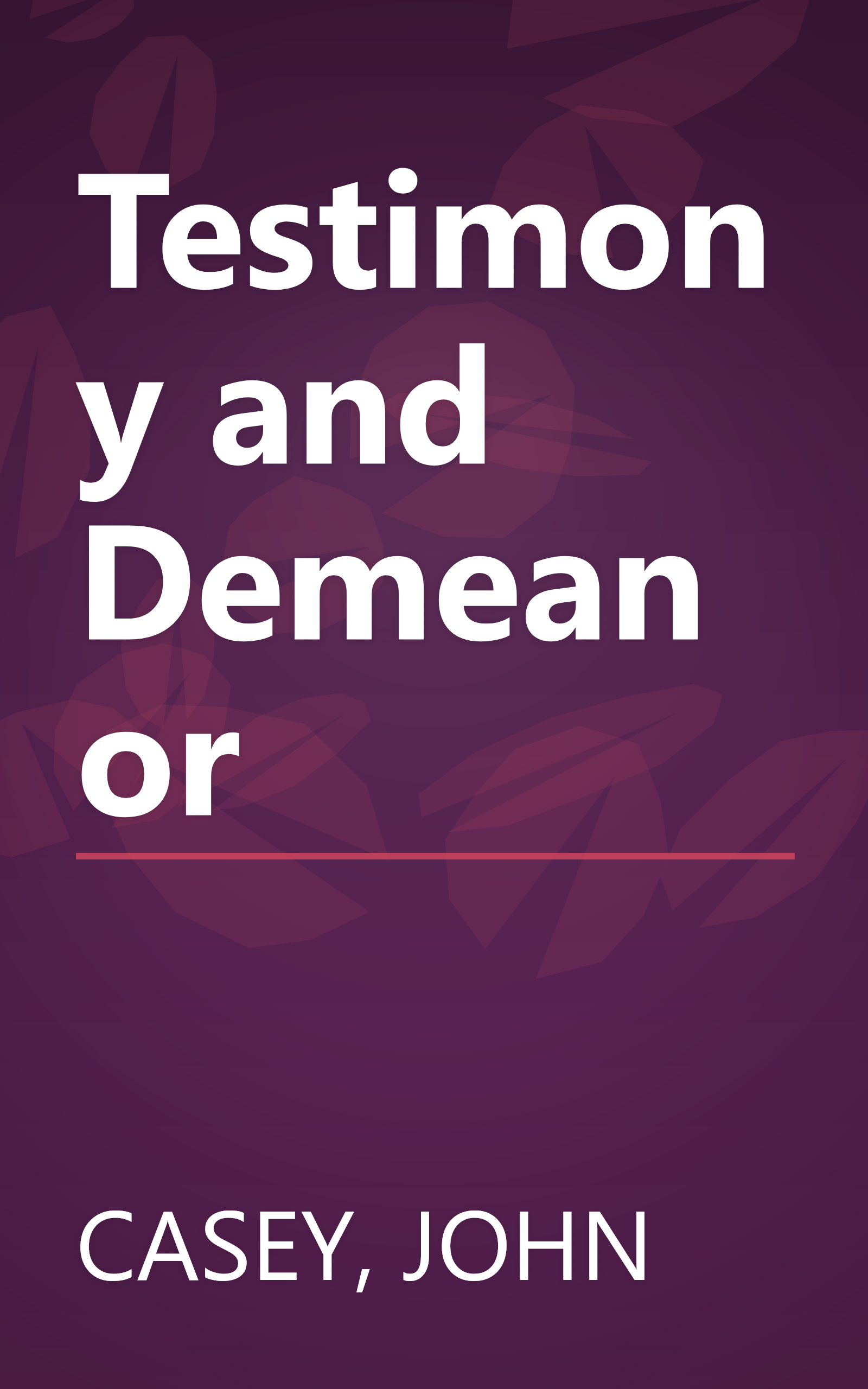 Testimony and Demeanor book cover