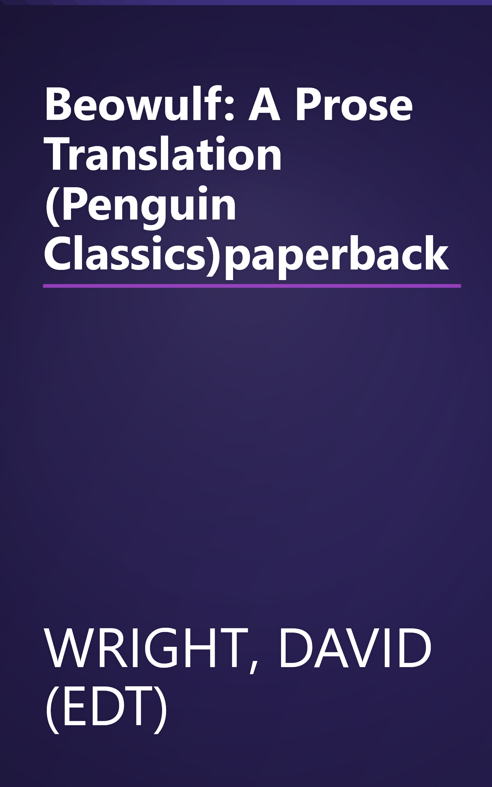 Beowulf: A Prose Translation (Penguin Classics)paperback book cover