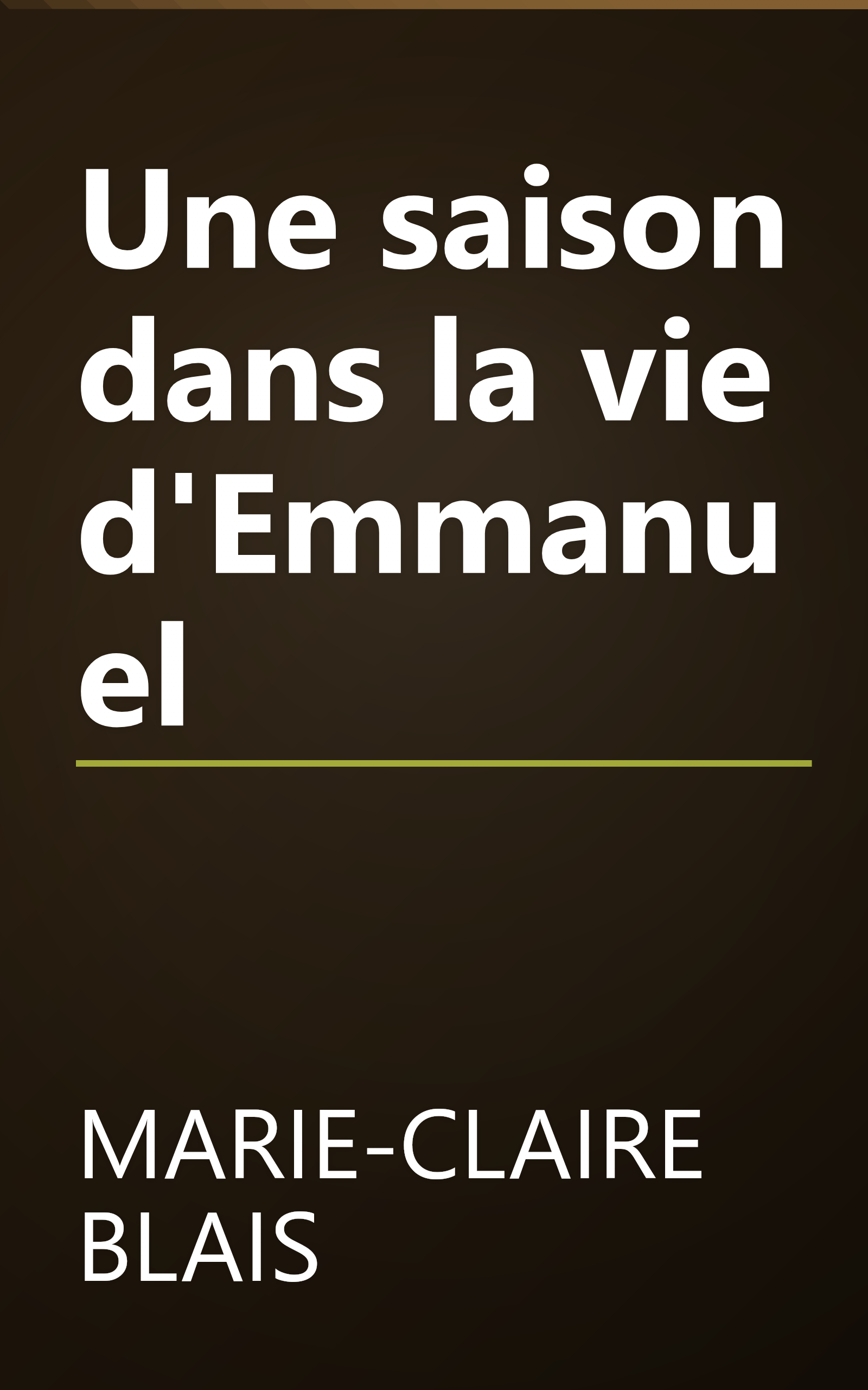Une saison dans la vie d'Emmanuel book cover