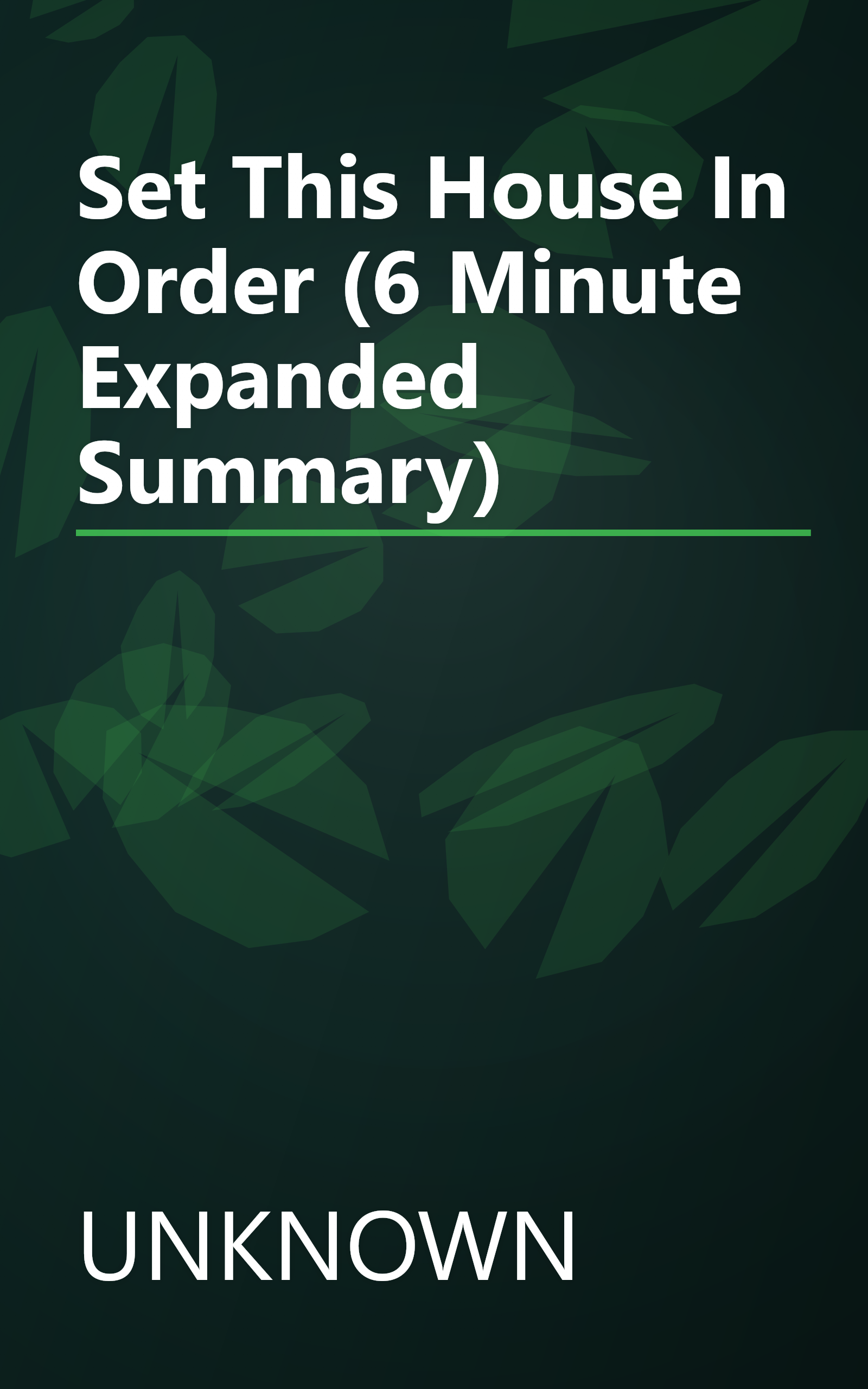 Set This House In Order (6 Minute   Expanded Summary) book cover