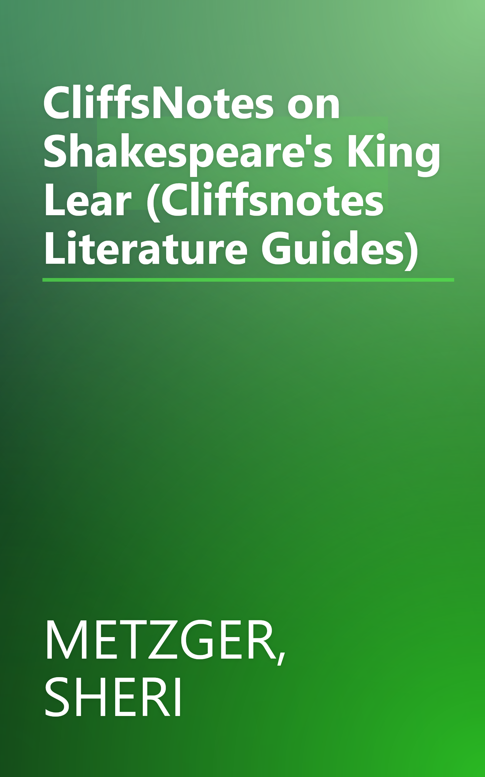 CliffsNotes on Shakespeare's King Lear (Cliffsnotes Literature Guides) book cover