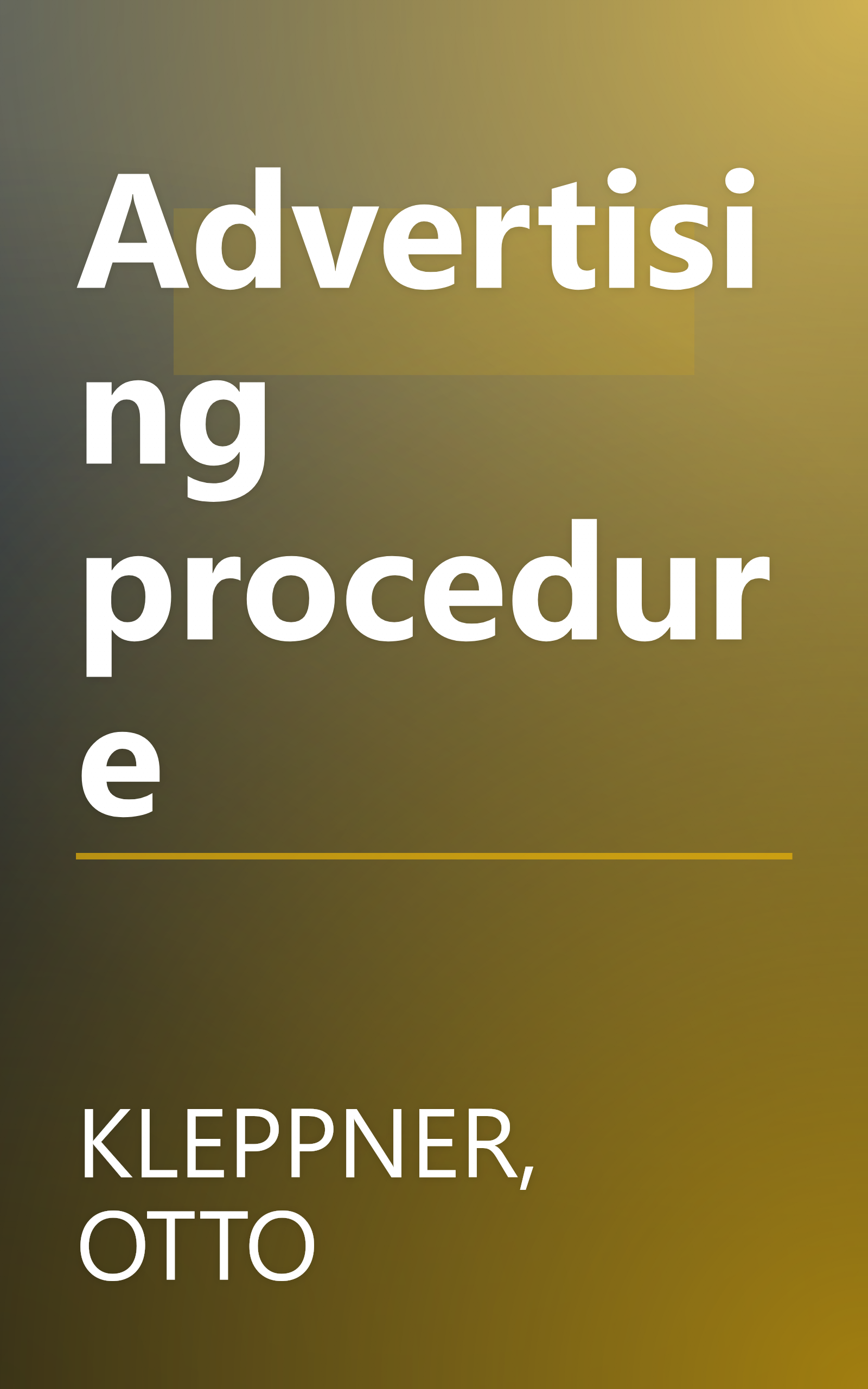 Advertising procedure book cover