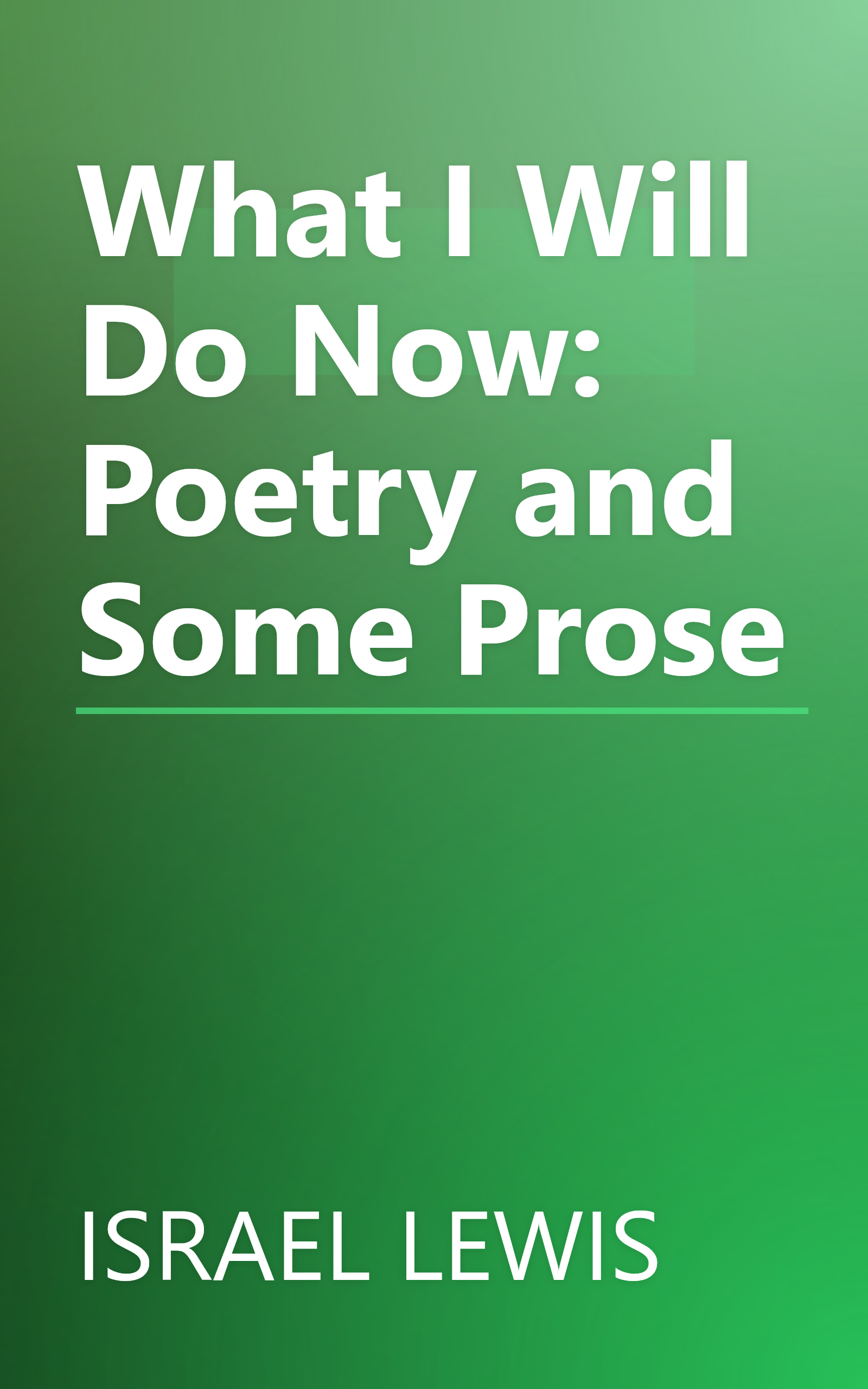 What I Will Do Now: Poetry and Some Prose book cover