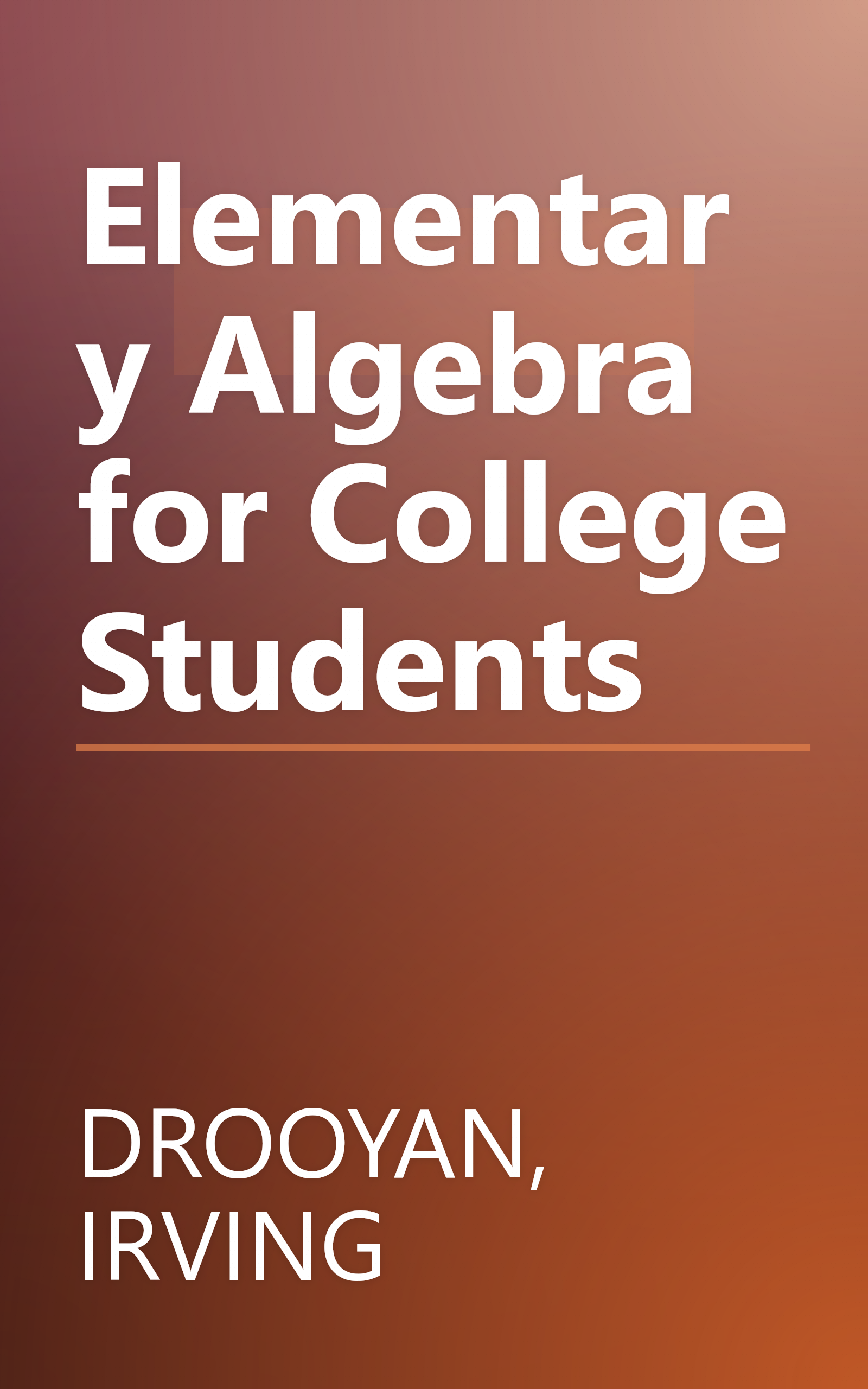 Elementary Algebra for College Students book cover