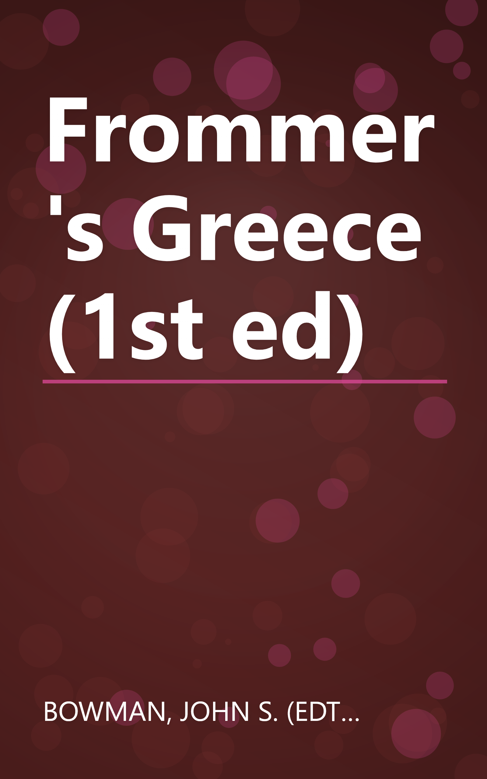 Frommer's Greece (1st ed) book cover