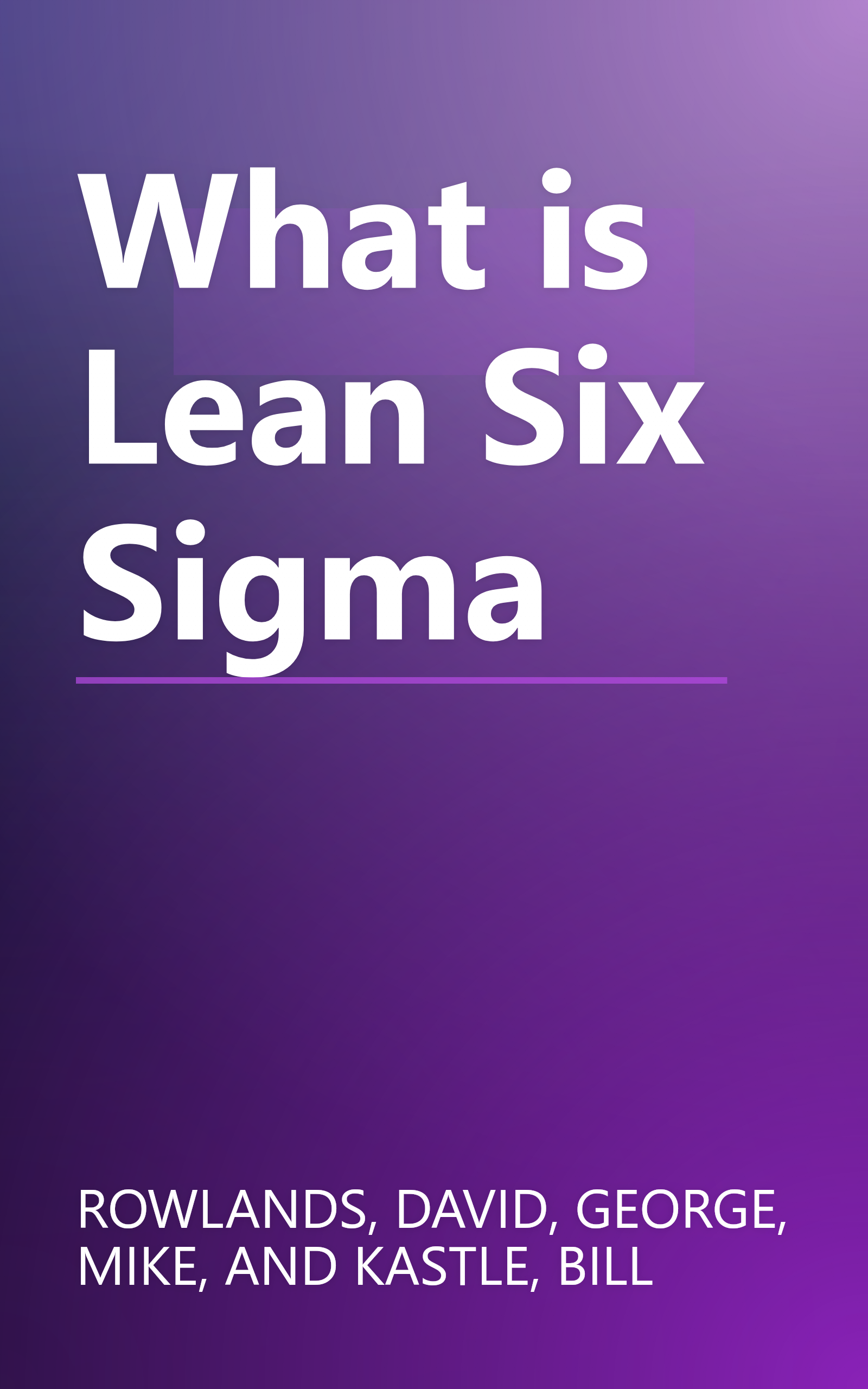 What is Lean Six Sigma book cover