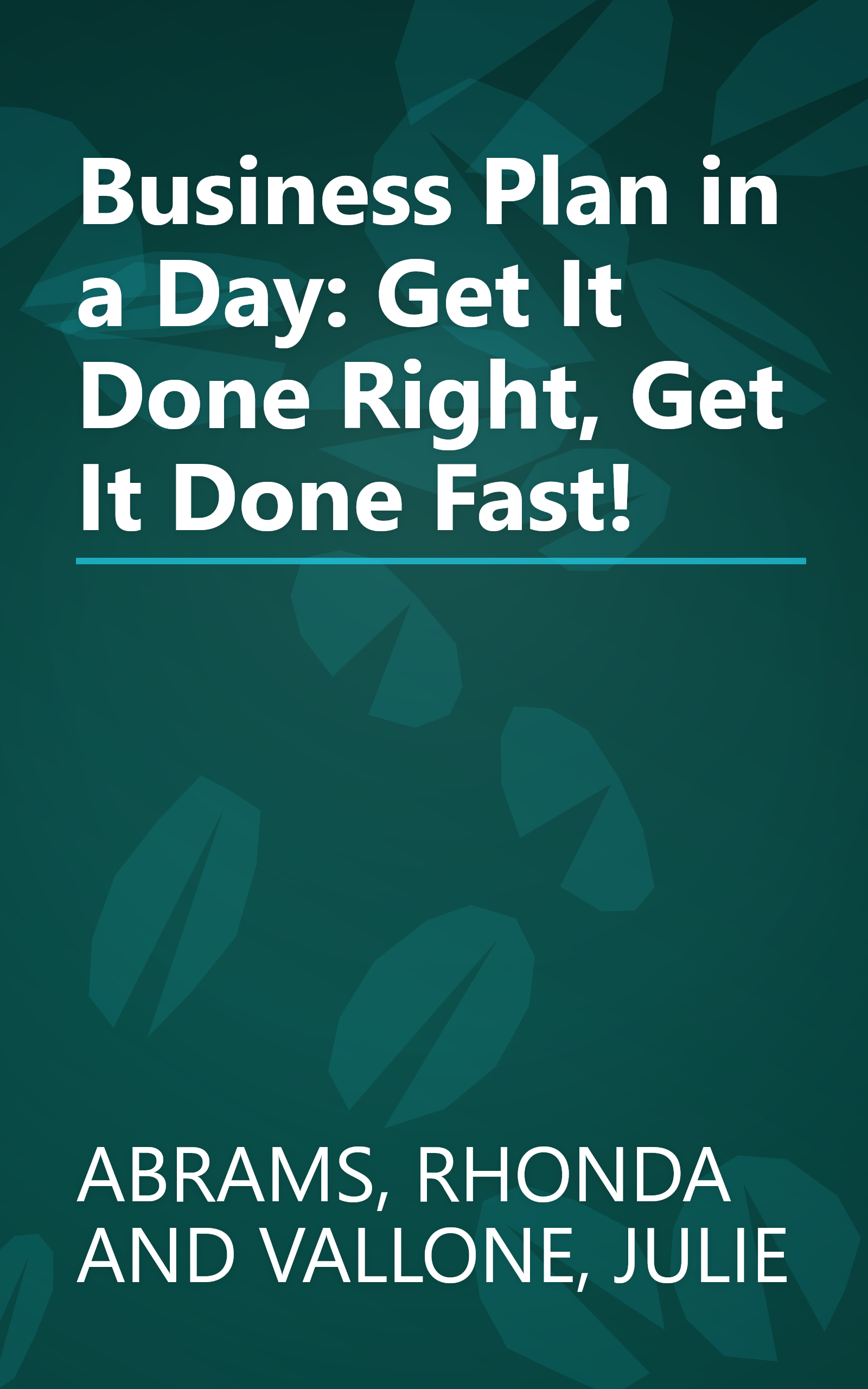 Business Plan in a Day: Get It Done Right, Get It Done Fast! book cover